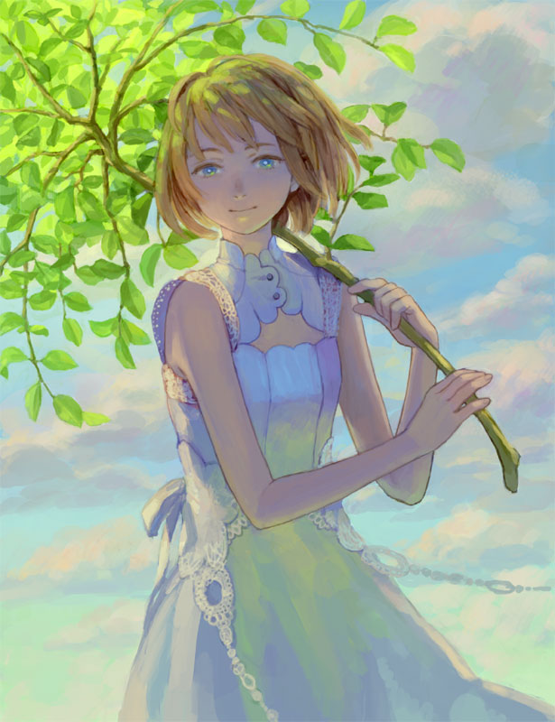 The Big Imageboard Tbib Branch Brown Hair Cloud Dress Face Flat