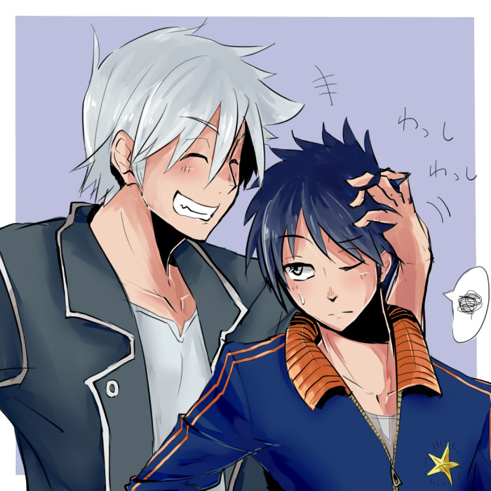 The Big ImageBoard (TBIB) - 2boys blue hair multiple boys psyren short ...