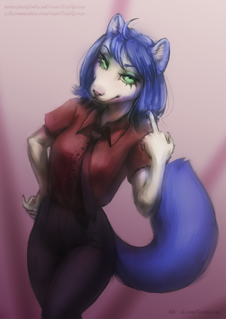 The Big ImageBoard (TBIB) - 2018 anthro blue hair canid canine clothing female fox green eyes ...