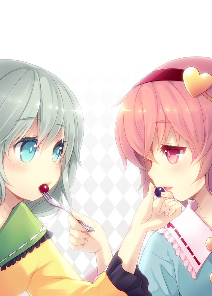 The Big ImageBoard (TBIB) - 2girls aqua eyes blue eyes blush checkered ...