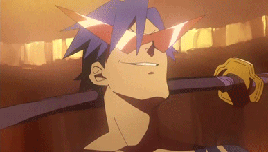 The Big ImageBoard (TBIB) - animation blue hair glasses kamina sword ...