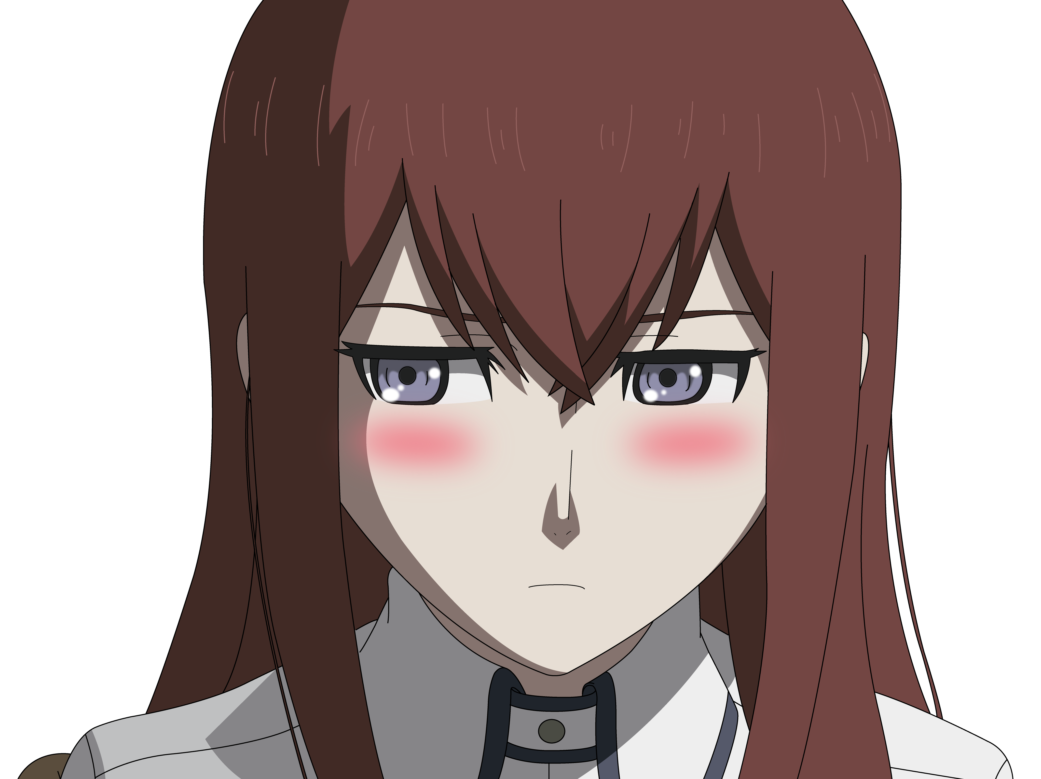 The Big Imageboard Tbib Blue Eyes Blush Brown Hair Face Long Hair