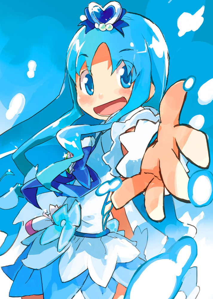 The Big ImageBoard (TBIB) - 1girl blue background blue eyes blue hair ...