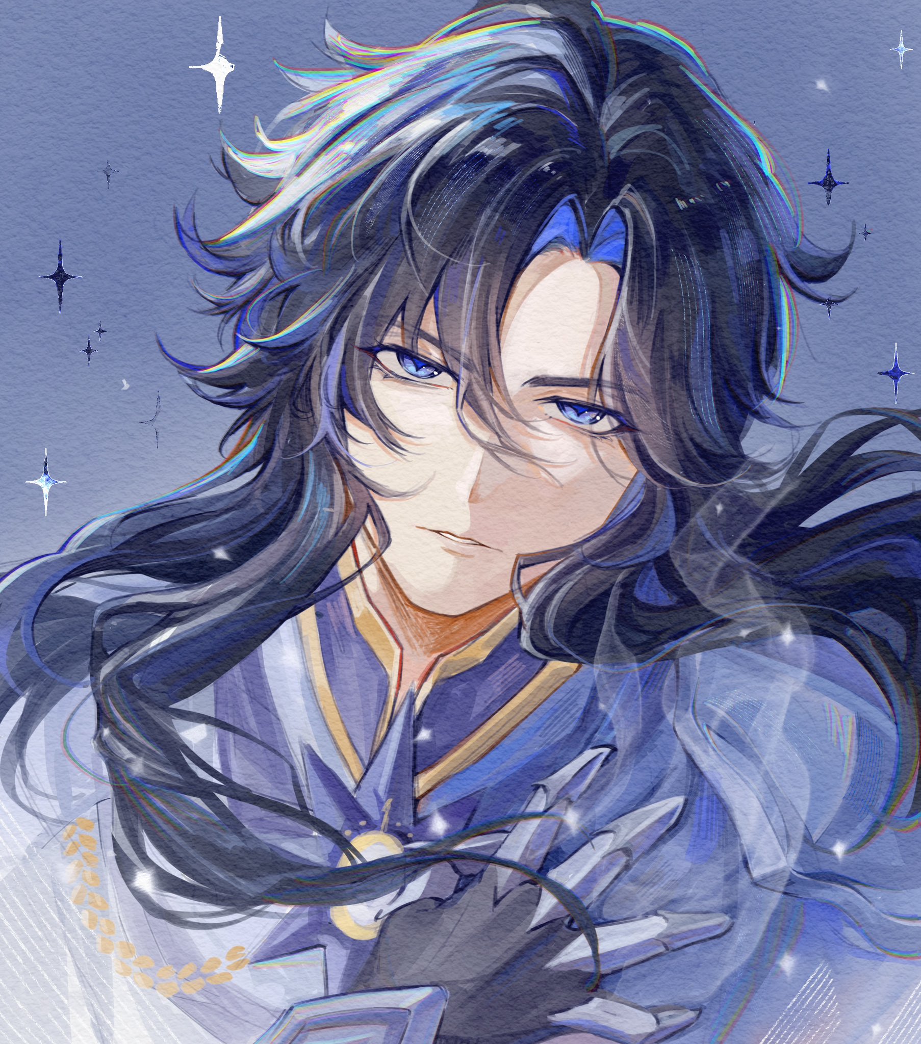 The Big ImageBoard (TBIB) - 1boy aff74657844 black cape black hair blue ...