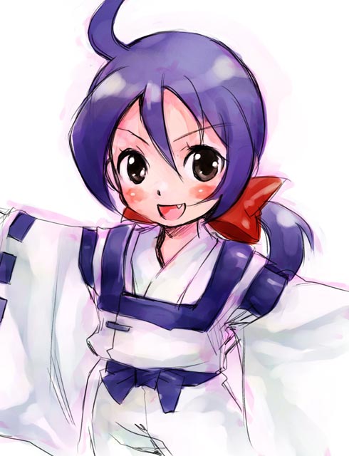 The Big Imageboard Tbib 1girl Ahoge Bakumatsu Rouman Blue Hair