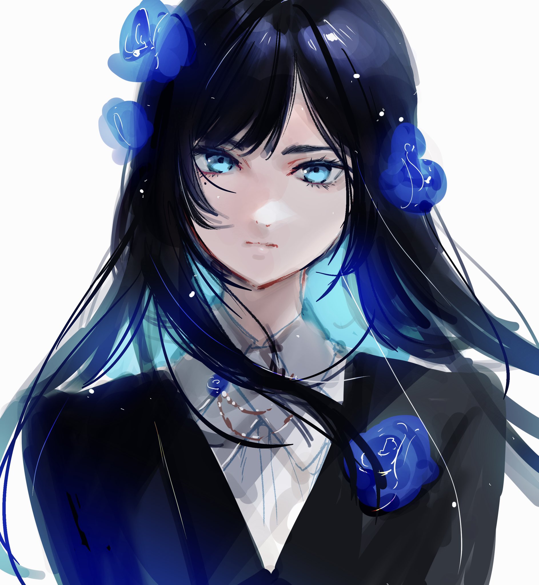 The Big ImageBoard (TBIB) - 1girl ado (utaite) adochansukisuki black hair black jacket blue eyes ...