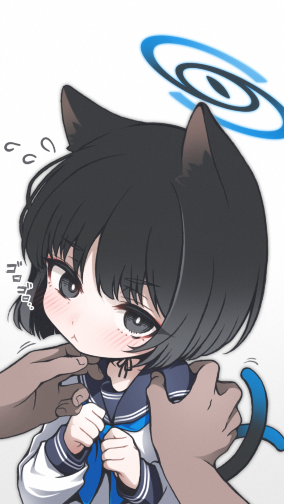 The Big ImageBoard (TBIB) - 1girl 1other animal ears black eyes black hair black sailor collar ...