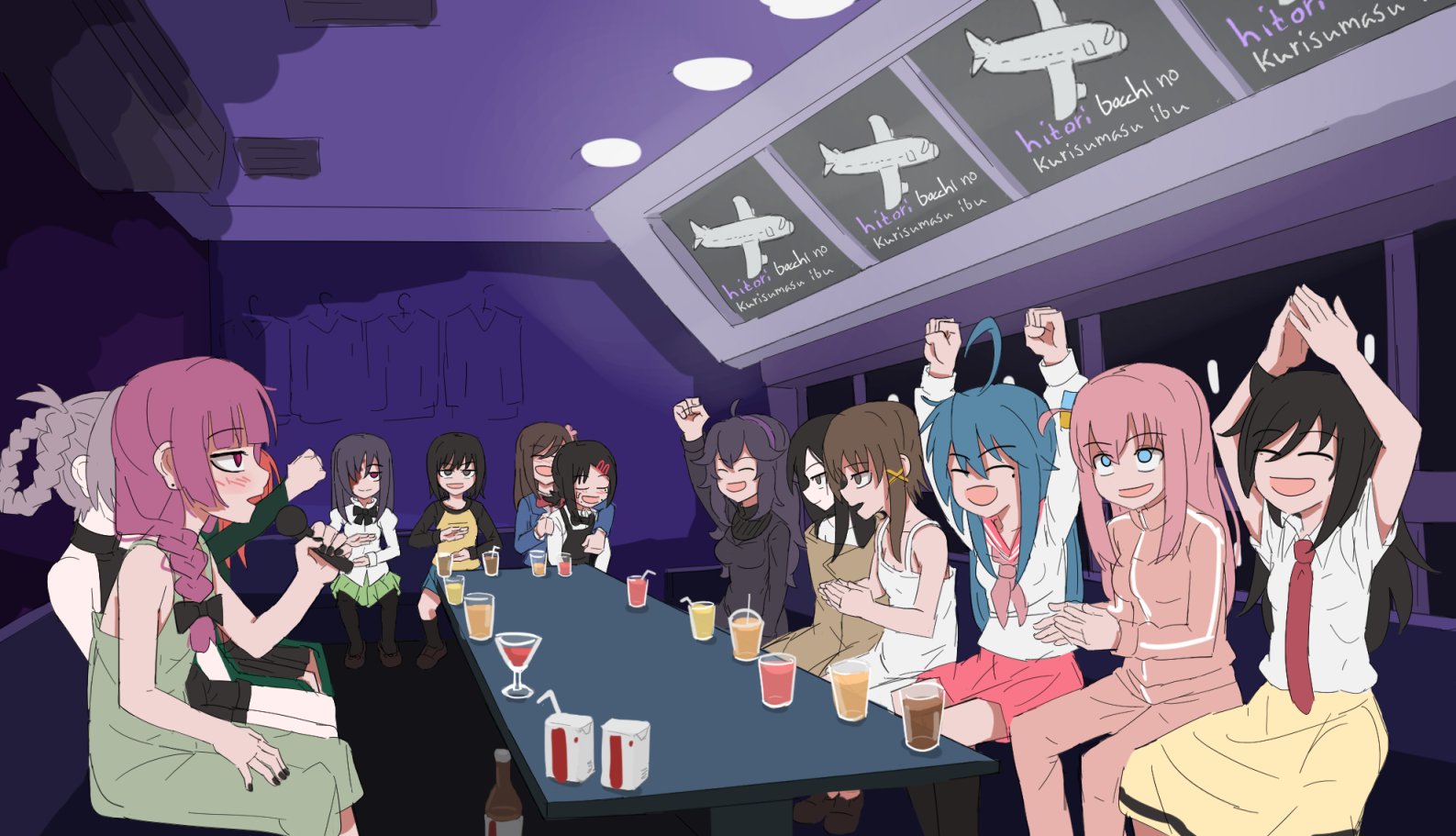 The Big ImageBoard (TBIB) - 6+girls ahoge alcohol carton apron asymmetrical hair black apron ...