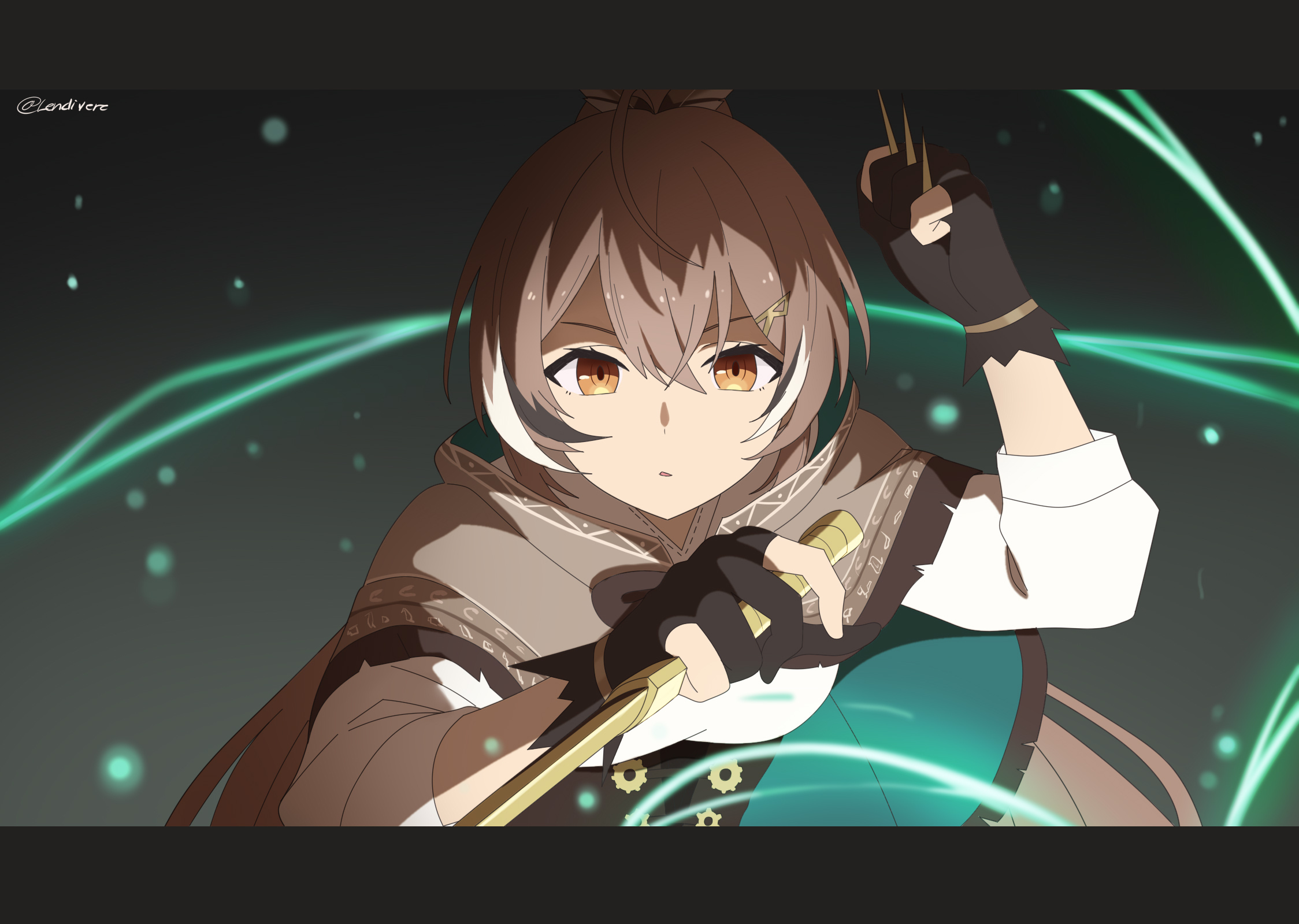 The Big ImageBoard (TBIB) - 1girl ahoge brown capelet brown cloak brown ...