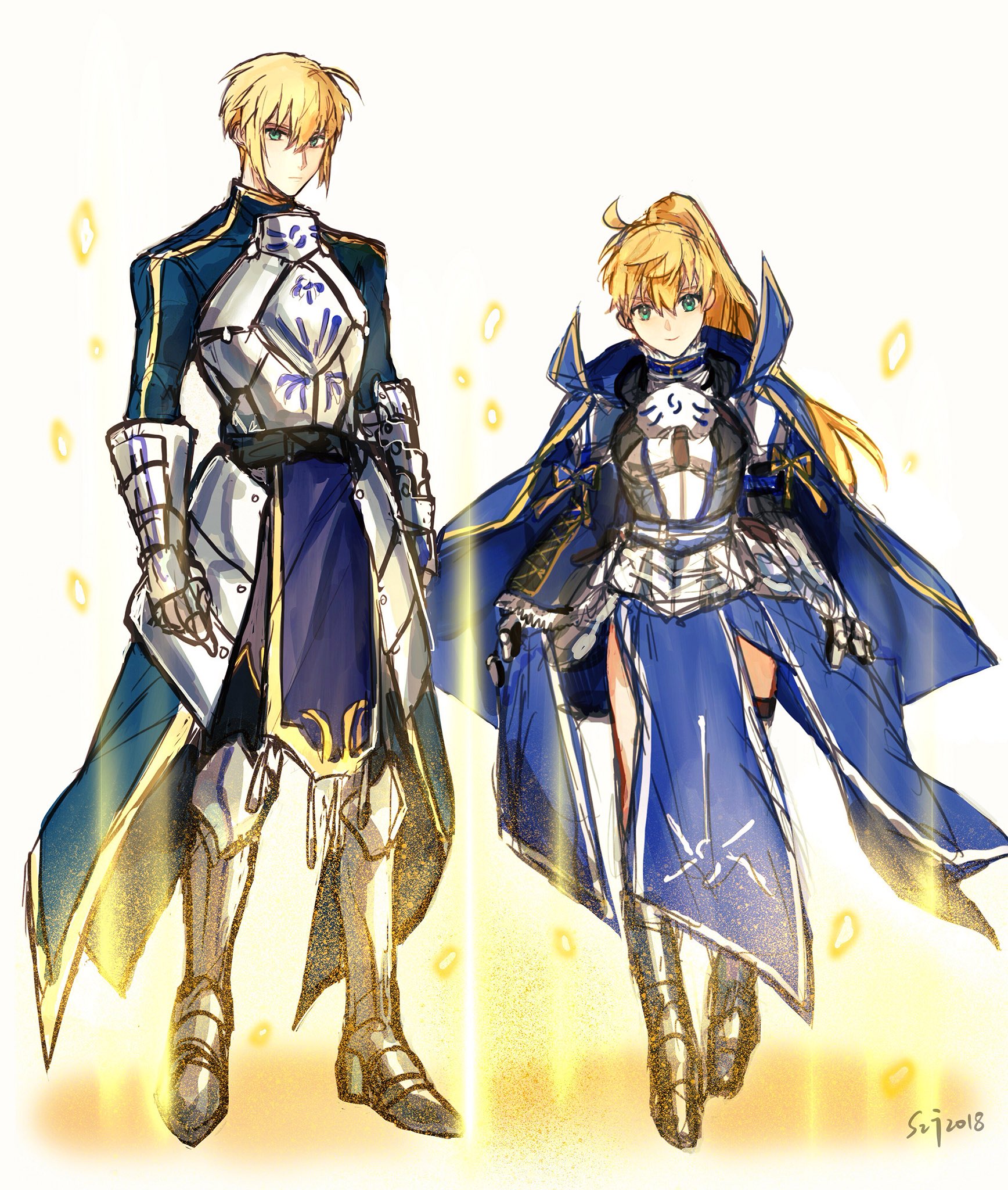 The Big ImageBoard (TBIB) - 1boy 1girl ahoge armor arthur pendragon ...