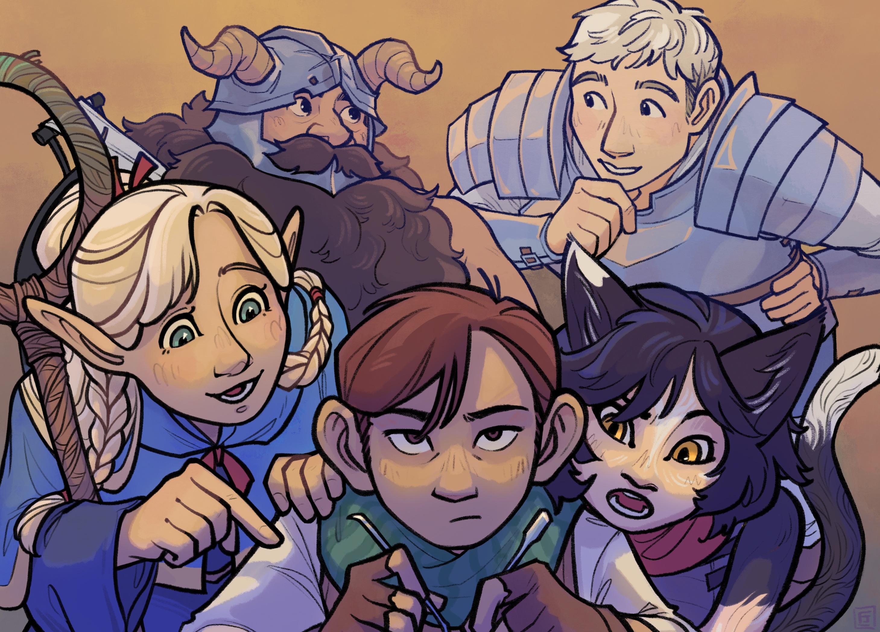 The Big ImageBoard (TBIB) - 2girls 3boys :d :o ambrosia (dungeon meshi ...