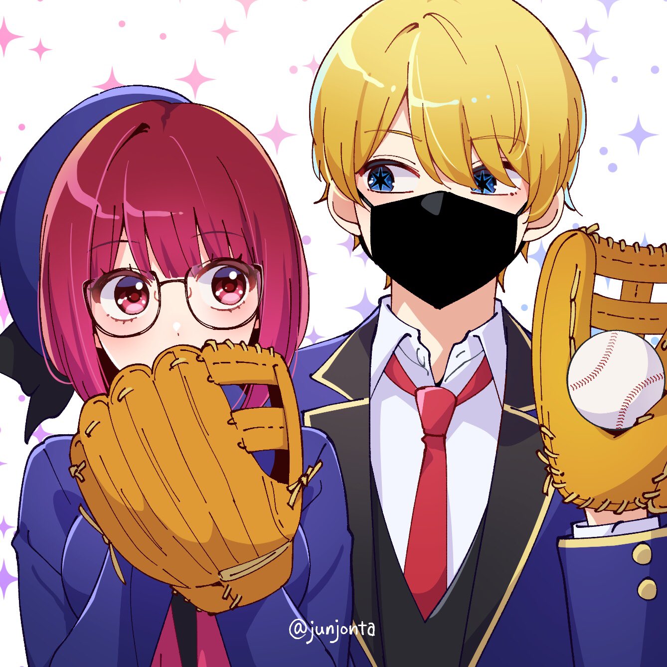 The Big ImageBoard (TBIB) - 1boy 1girl arima kana baseball blonde hair blue eyes blue jacket ...