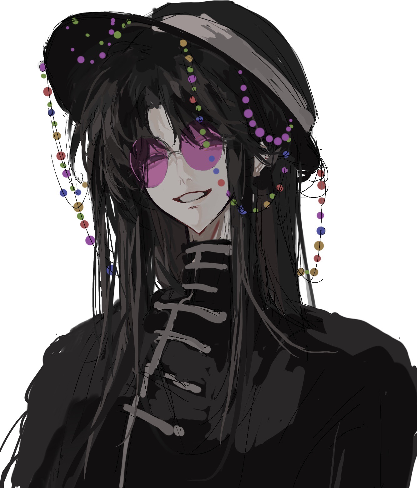 The Big ImageBoard (TBIB) - 1boy beads black eyes black hair black hat black shirt chinese ...