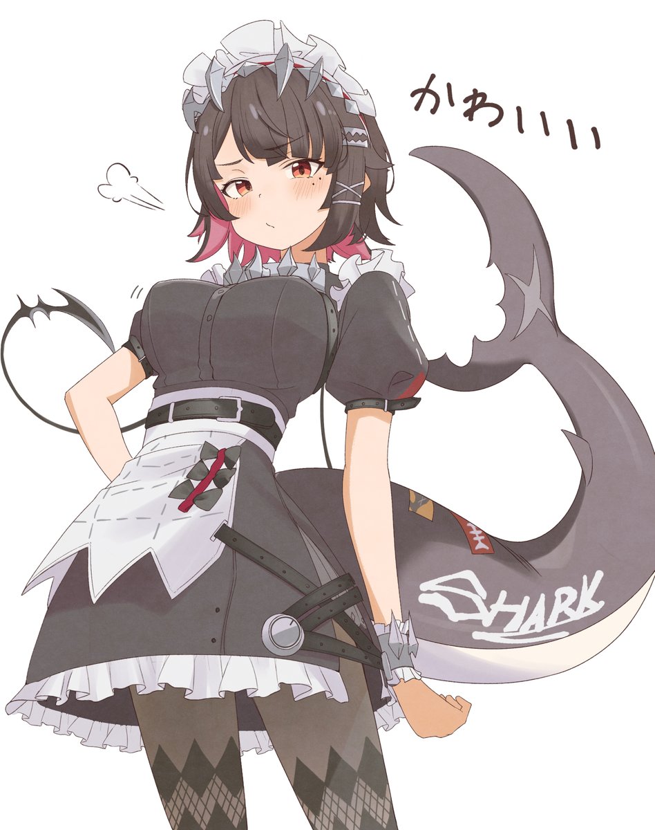 The Big ImageBoard (TBIB) - 1girl apron argyle clothes argyle pantyhose black dress black hair ...