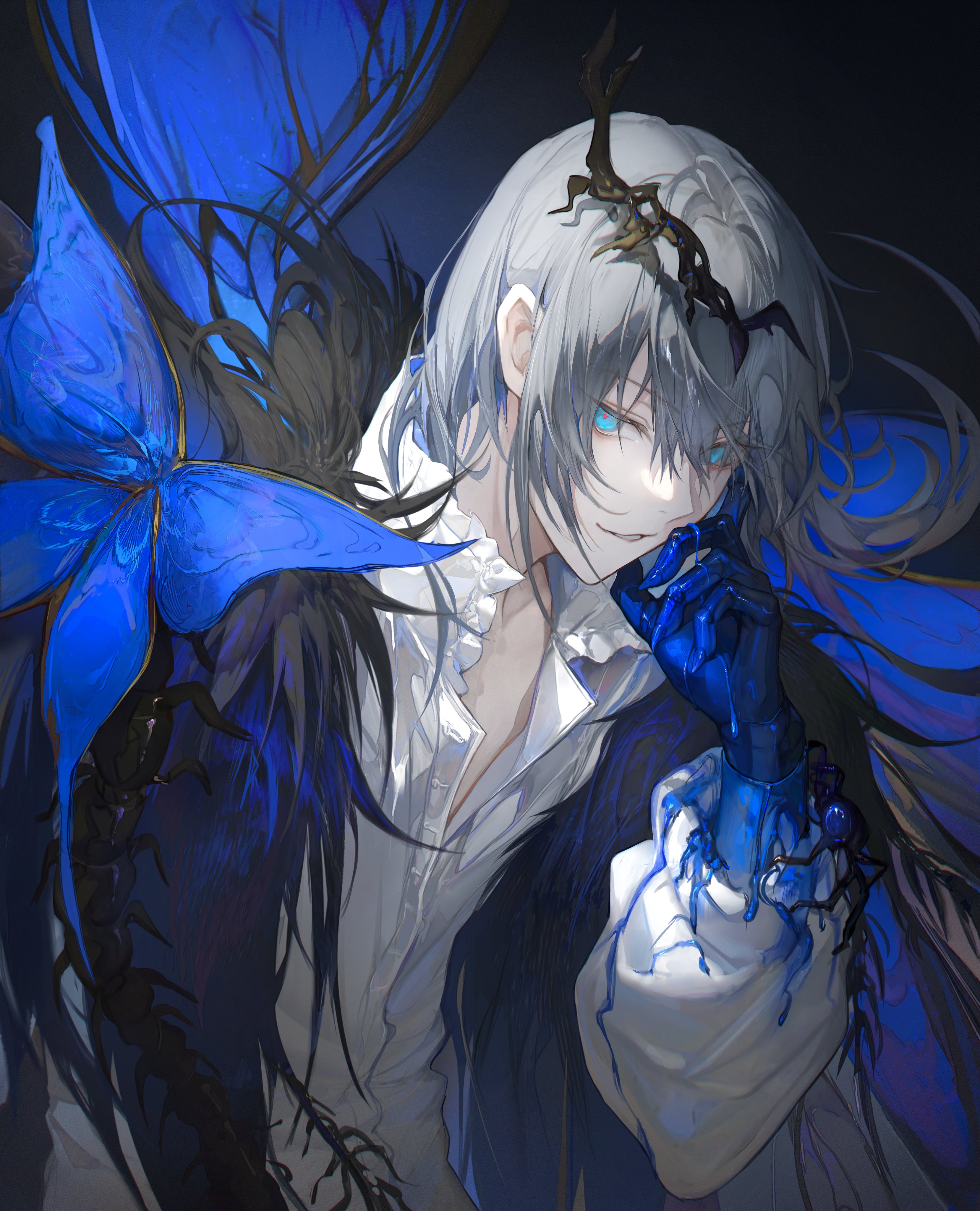 The Big ImageBoard (TBIB) - 1boy absurdres ambiguous blue liquid arthropod boy arthropod limbs ...