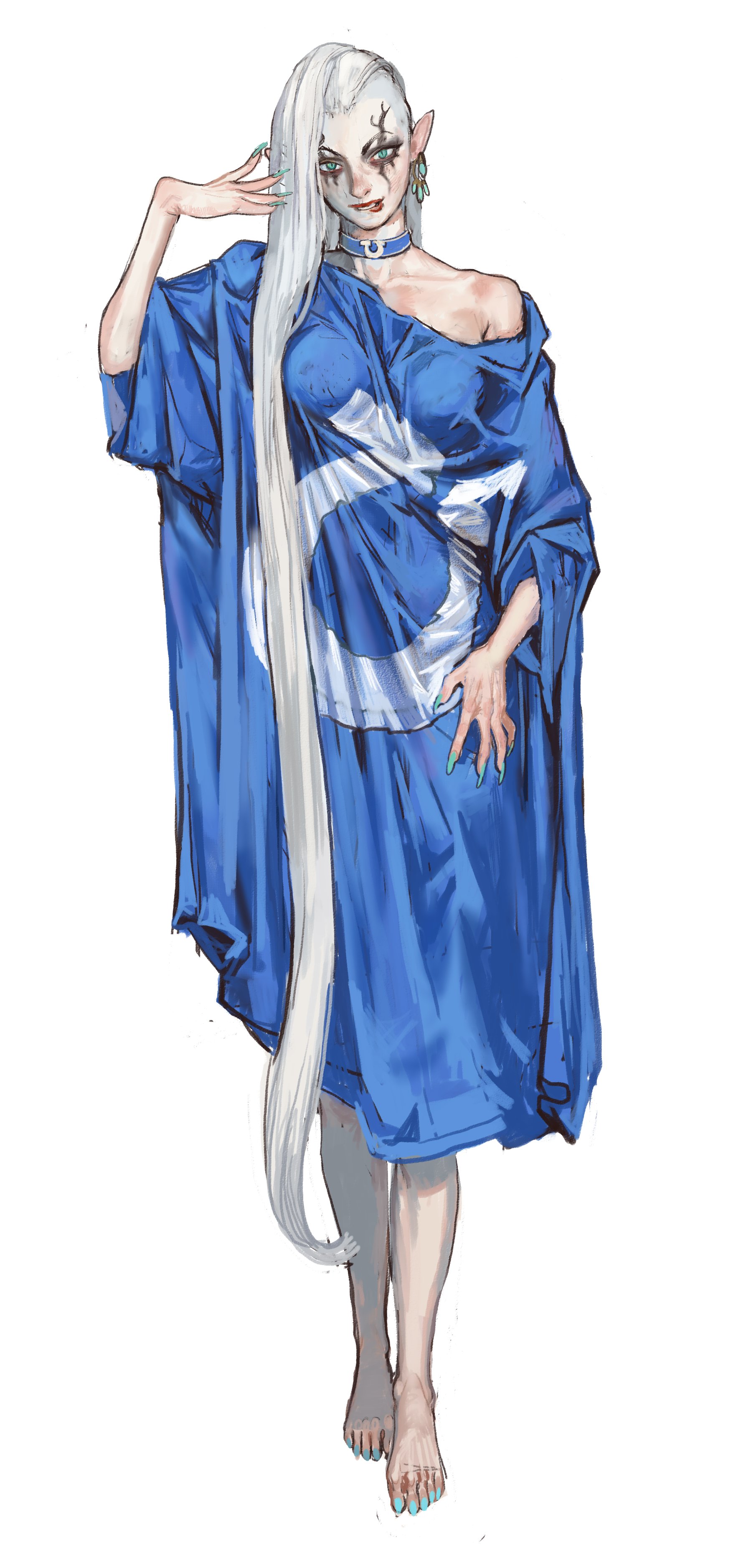 The Big Imageboard Tbib 1girl Absurdres Aqua Nails Asymmetrical