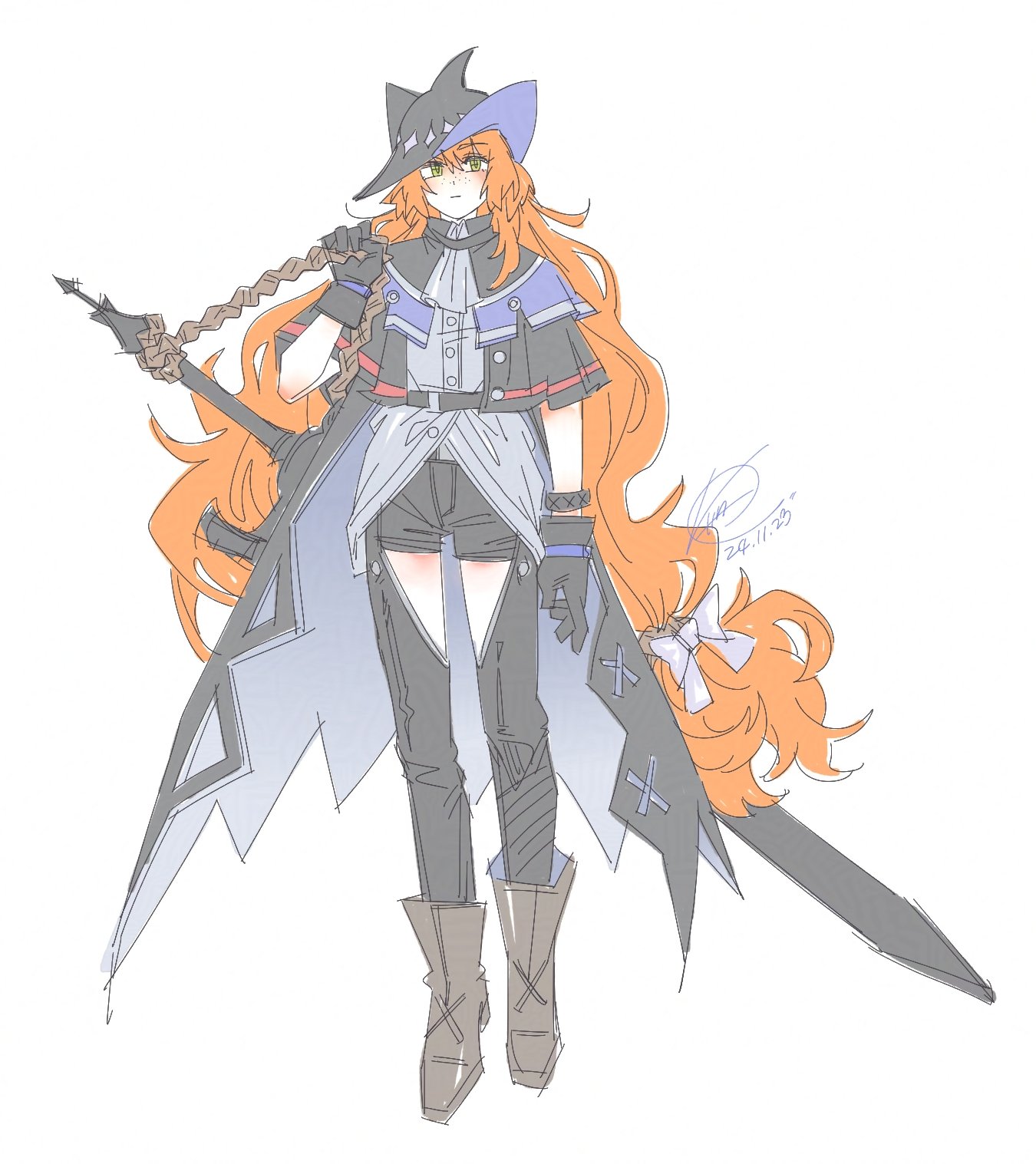 The Big ImageBoard (TBIB) - 1girl arknights black capelet black gloves black hat black pants ...