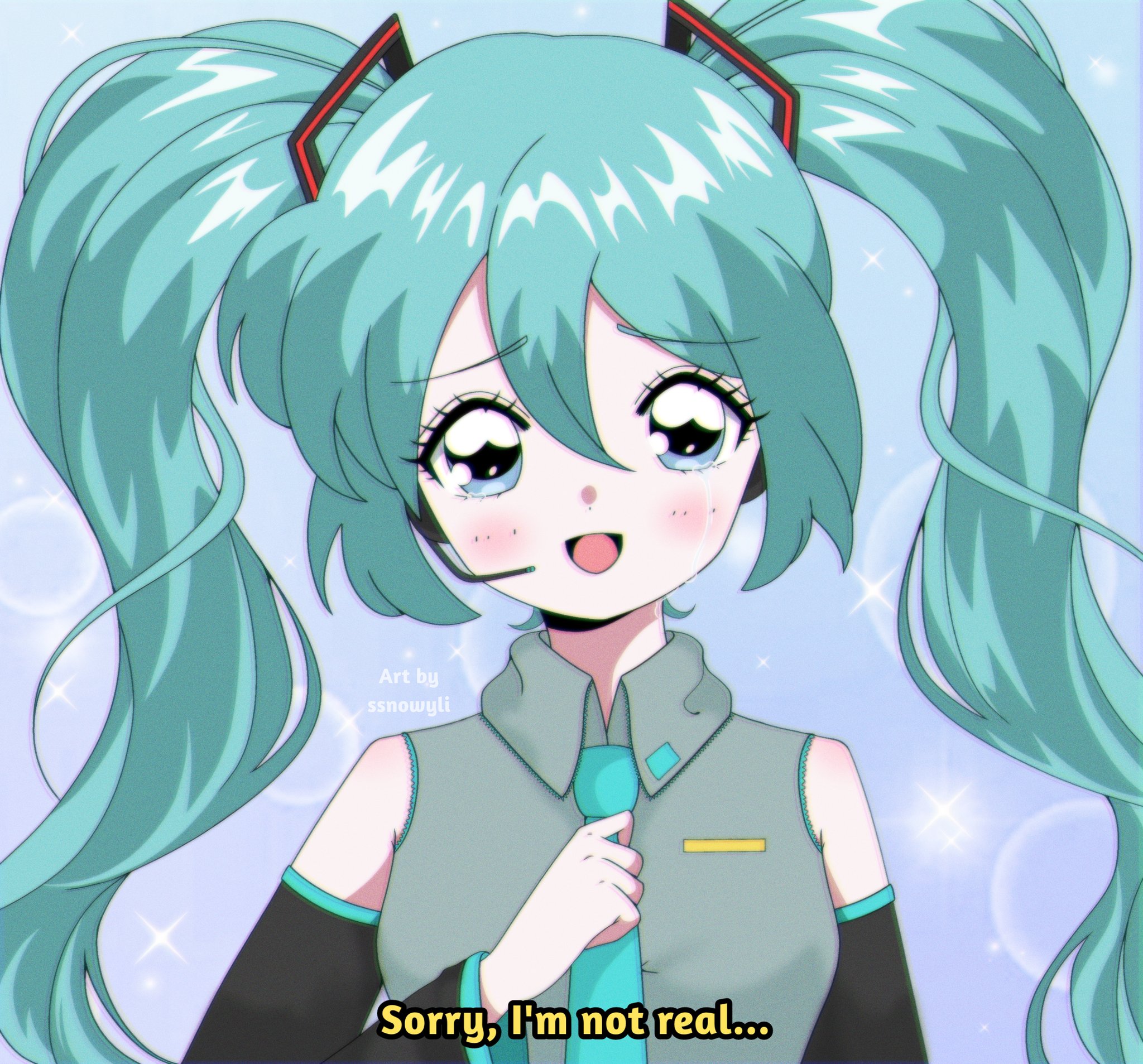 The Big ImageBoard (TBIB) - 1990s (style) 1girl aqua eyes aqua hair bare shoulders blue eyes ...