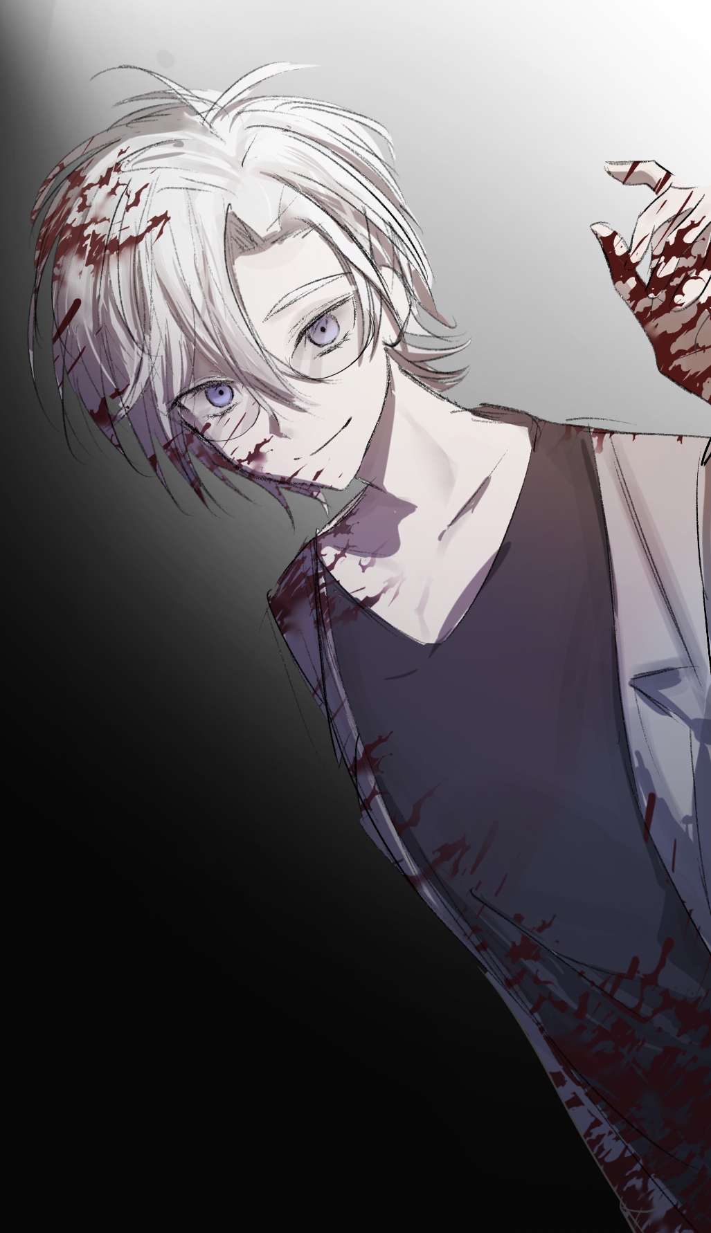 The Big ImageBoard (TBIB) - 1boy black shirt blood blood in hair blood on clothes blood on face ...