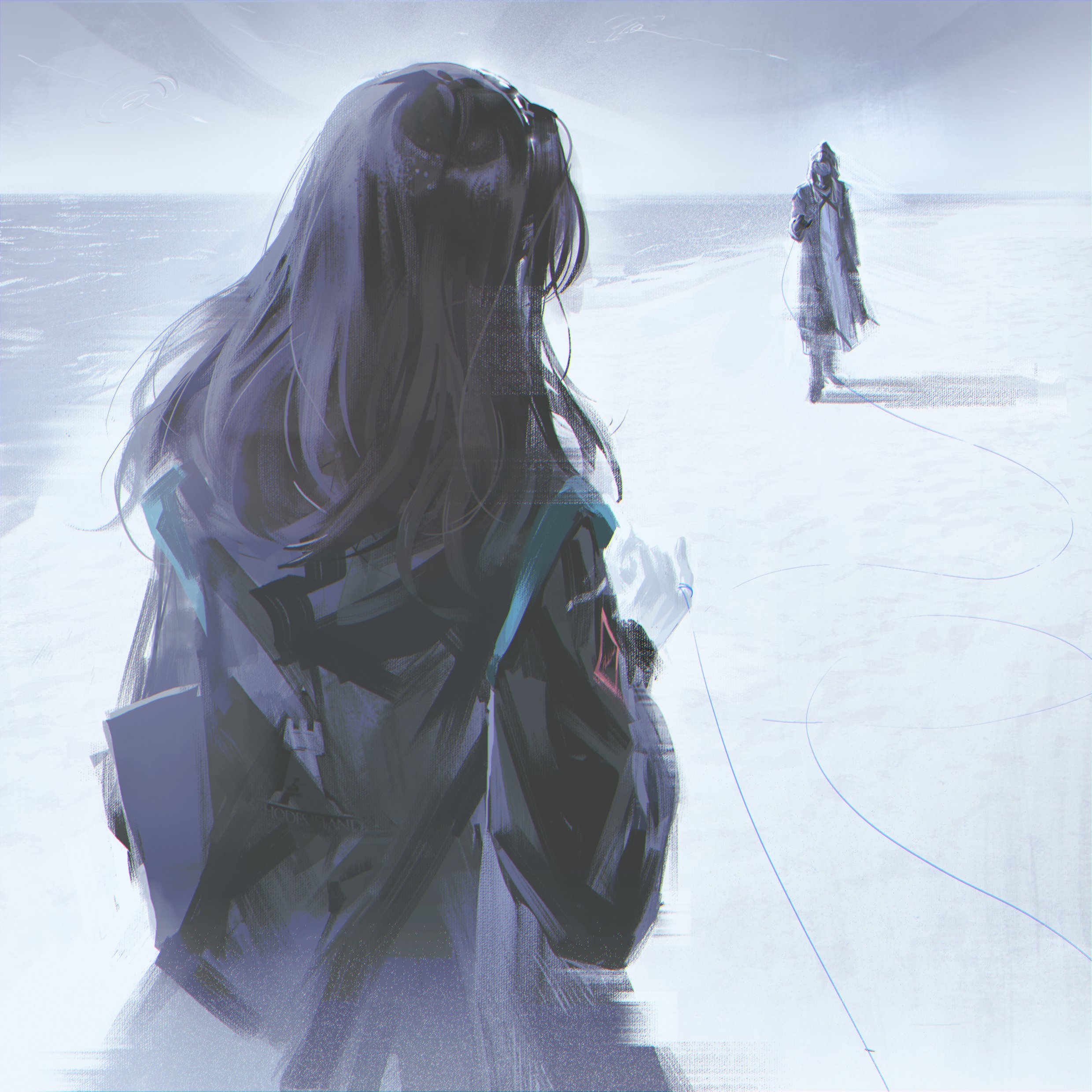 The Big ImageBoard (TBIB) - 1girl 1other absurdres arknights artist name black jacket coat ...