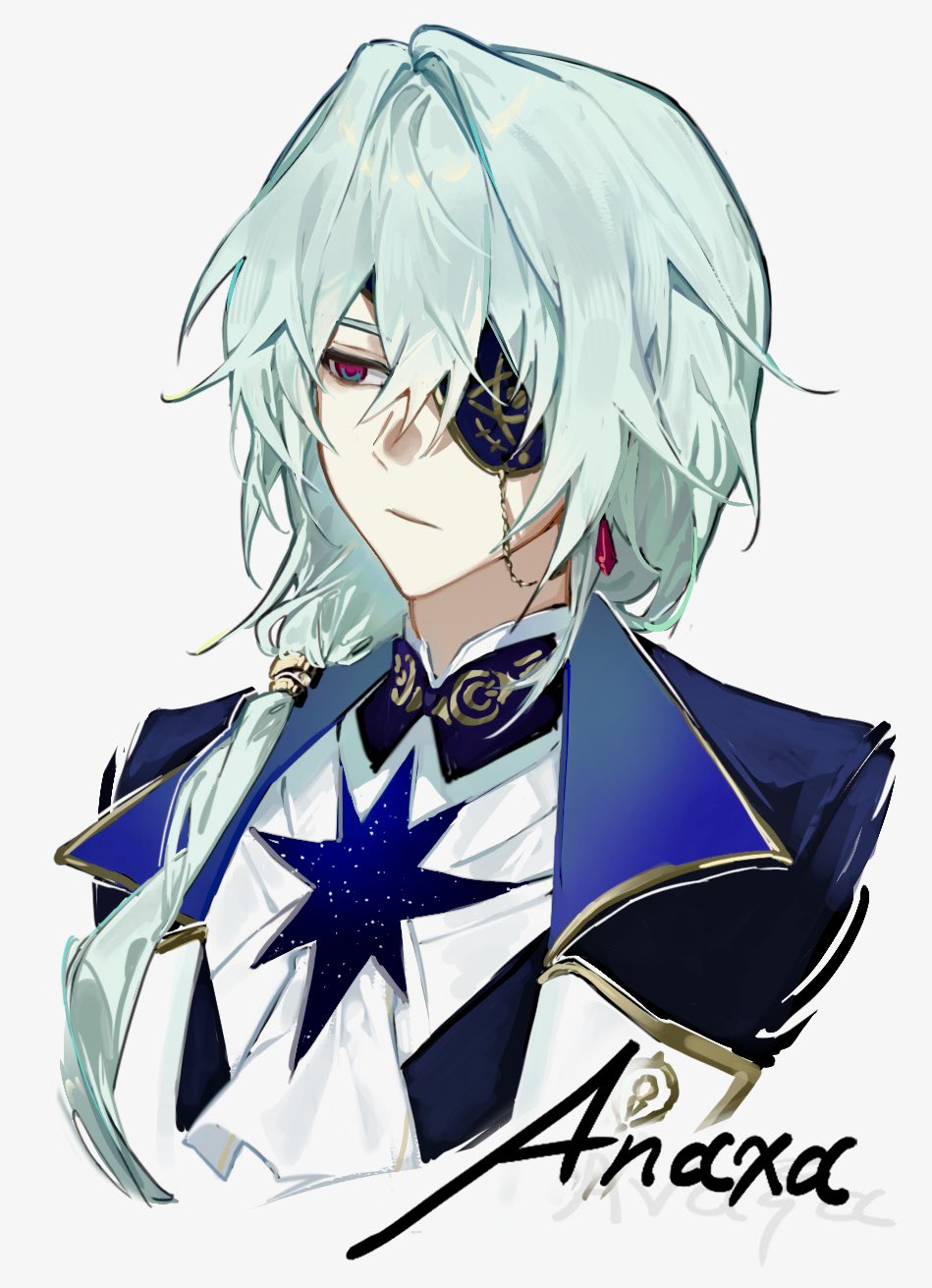 The Big ImageBoard (TBIB) - 1boy :/ anaxa (honkai: star rail) aqua eyes aqua hair ascot blue ...