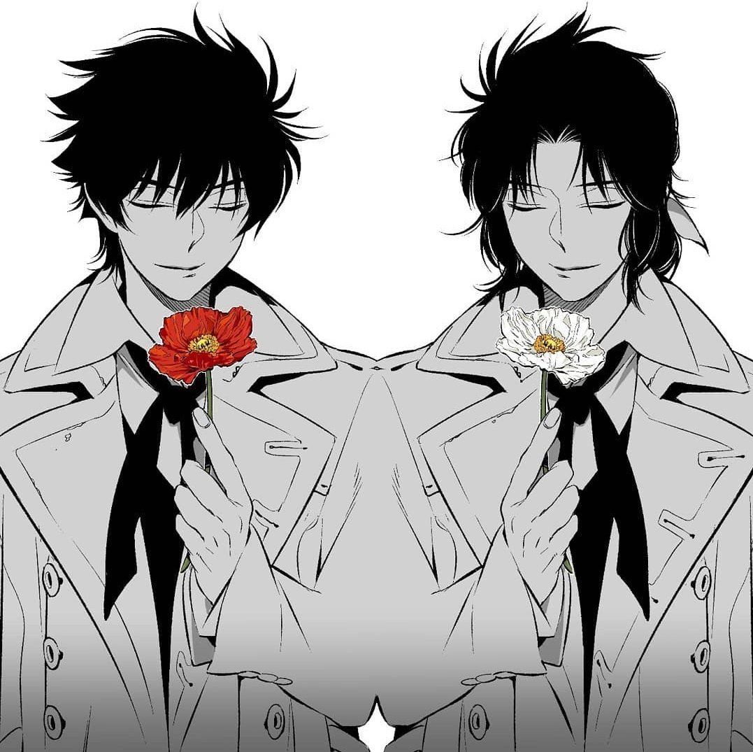 The Big ImageBoard (TBIB) - 2boys black bow black hair black vest bow buttons closed eyes closed ...