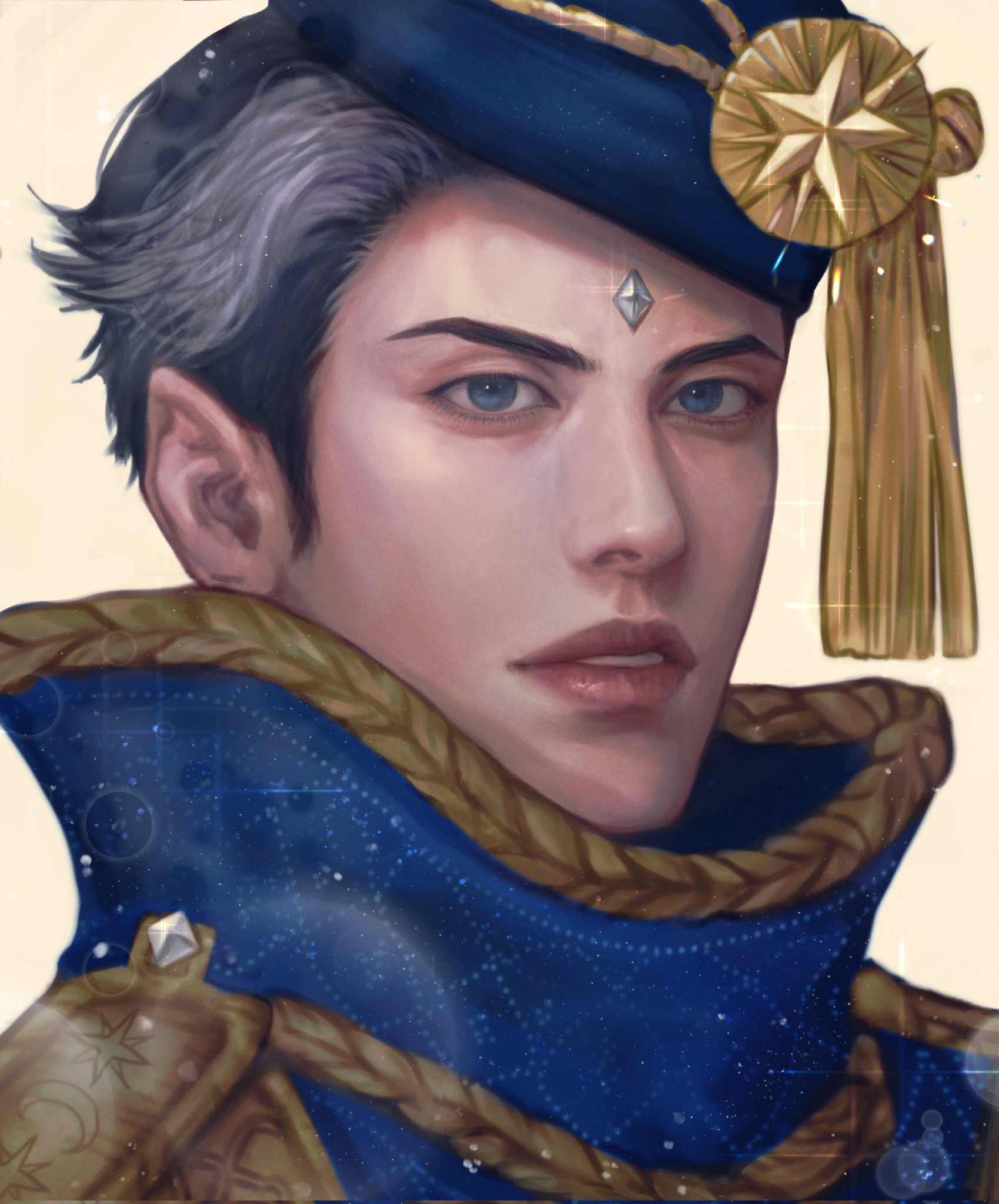 The Big ImageBoard (TBIB) - 1boy black hair blue eyes blue jacket close-up commentary request ...