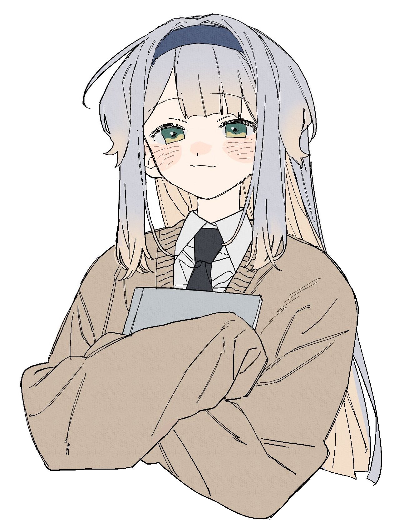 The Big ImageBoard (TBIB) - 1girl alternate costume black necktie blush stickers book brown ...