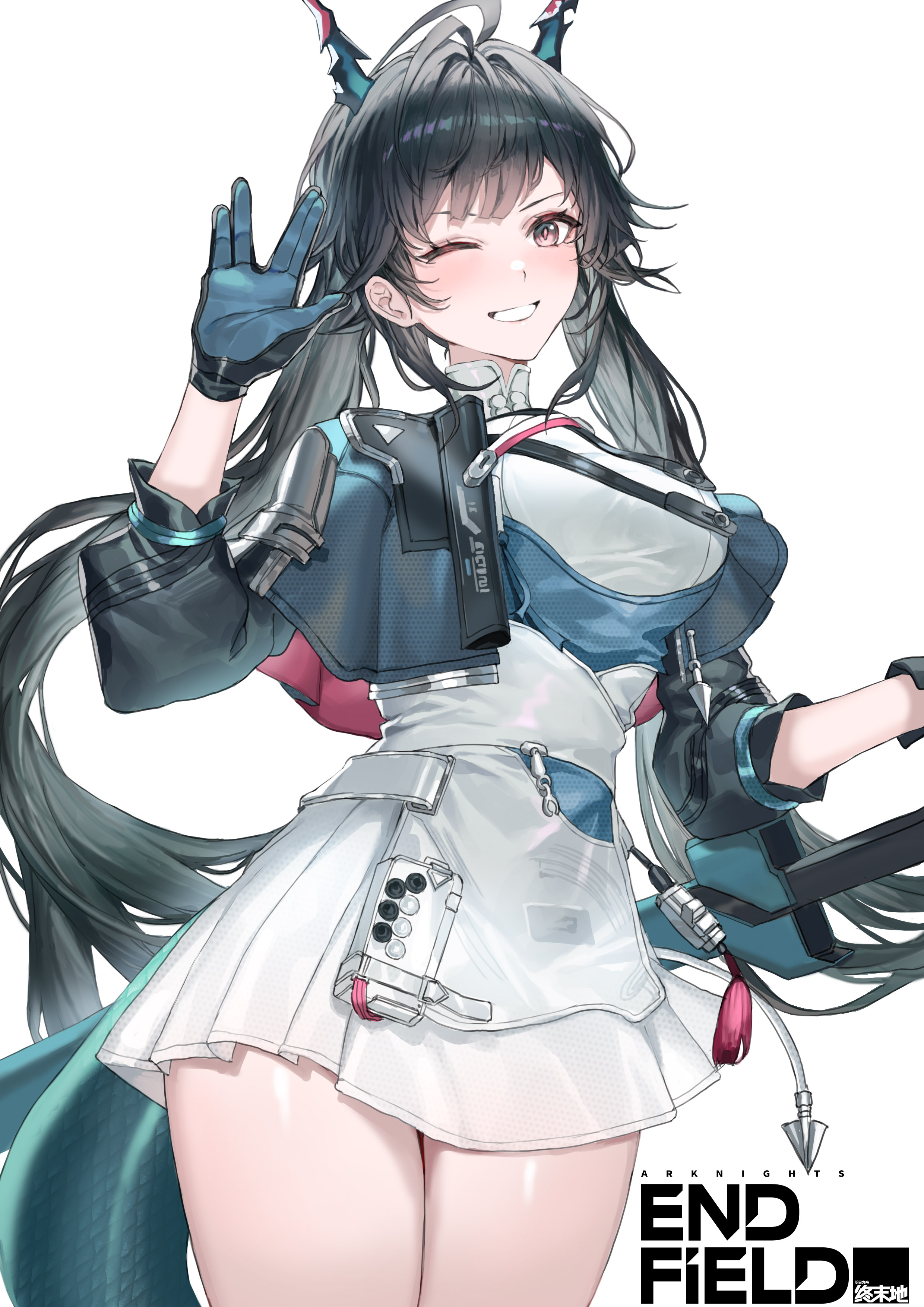 The Big ImageBoard (TBIB) - 1girl ;d absurdres arknights arknights: endfield arm up black gloves ...