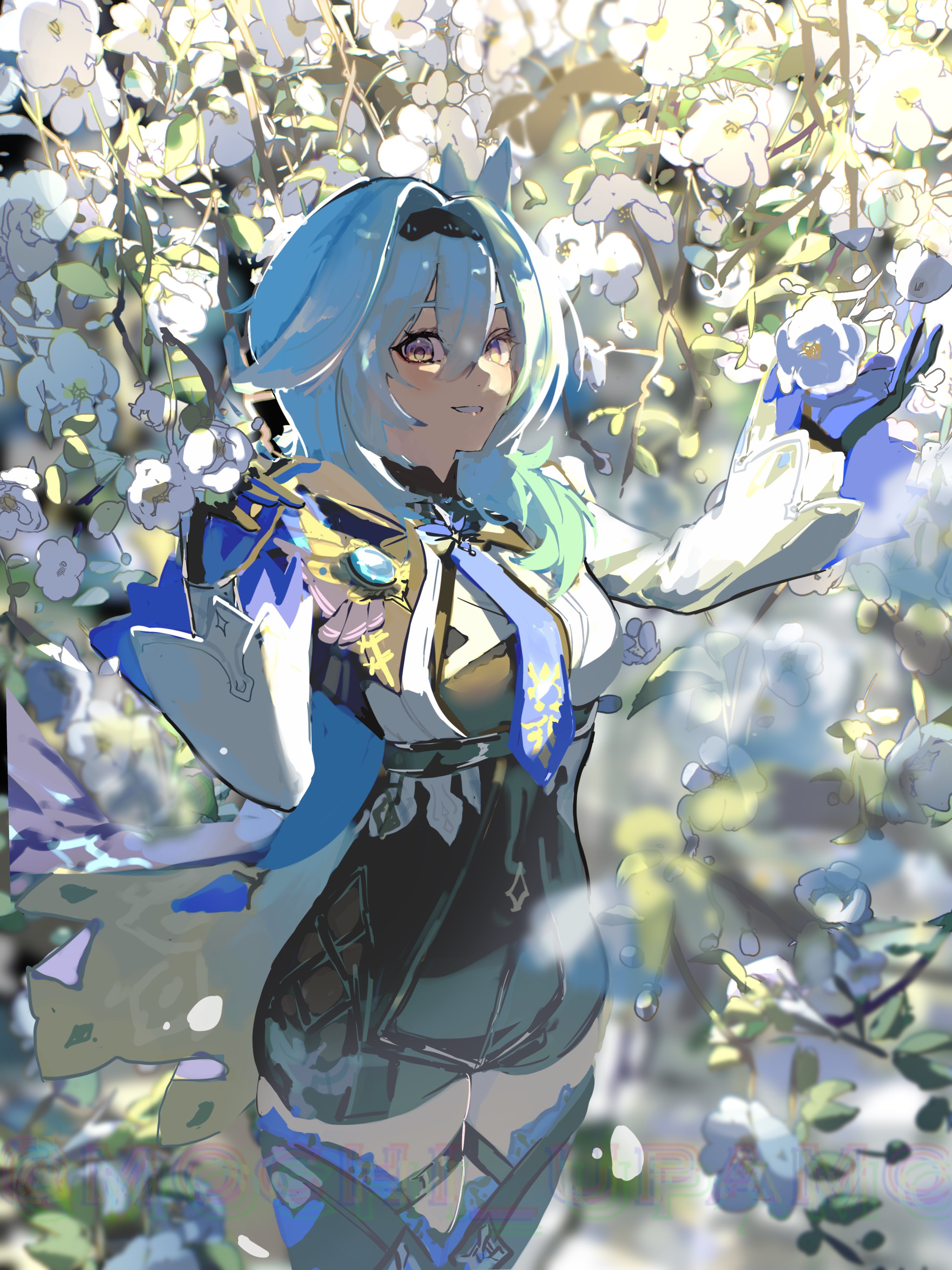 The Big ImageBoard (TBIB) - 1girl absurdres black boots black hairband blue cape blue gloves ...