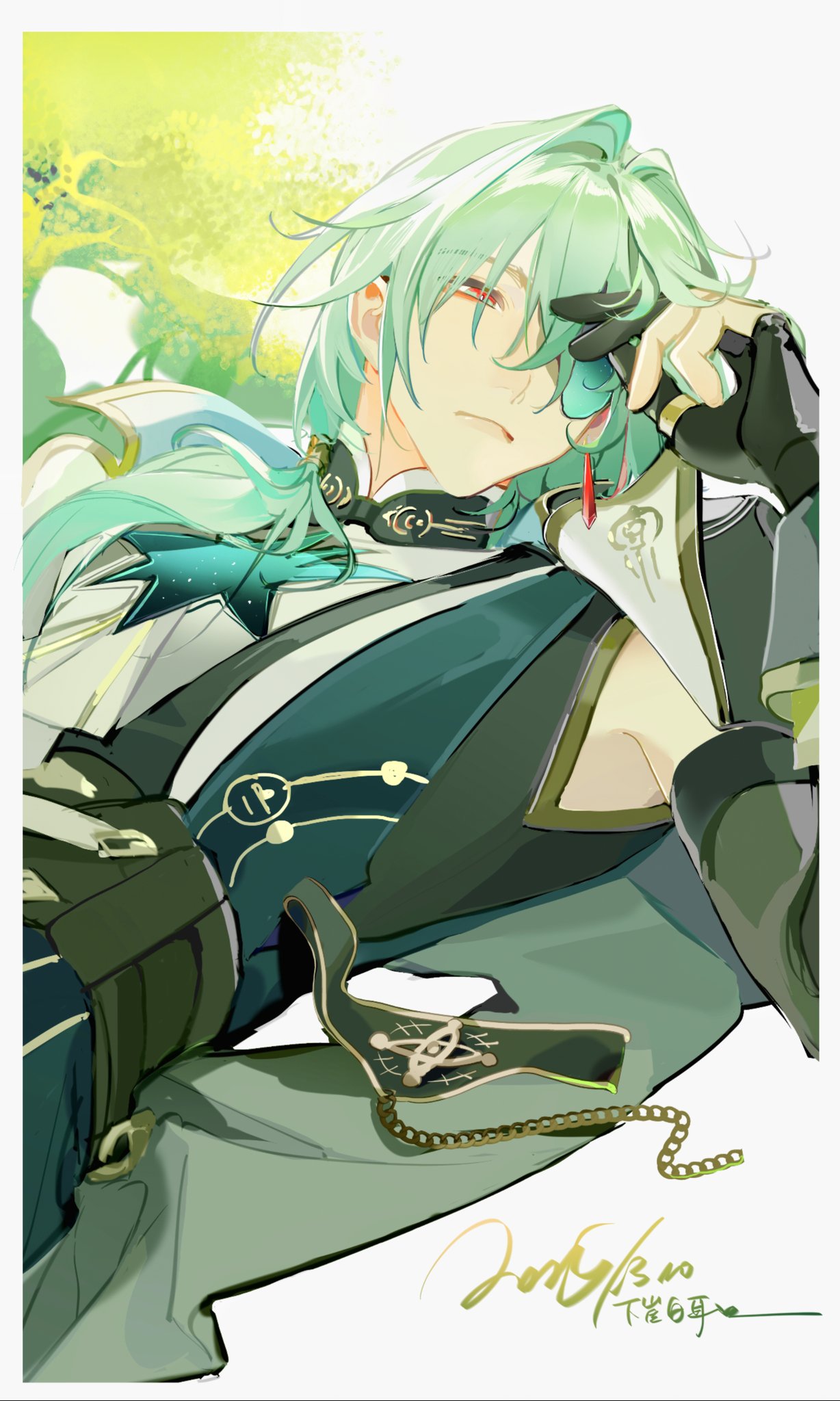 The Big ImageBoard (TBIB) - 1boy anaxa (honkai: star rail) black gloves blue hair eyepatch ...