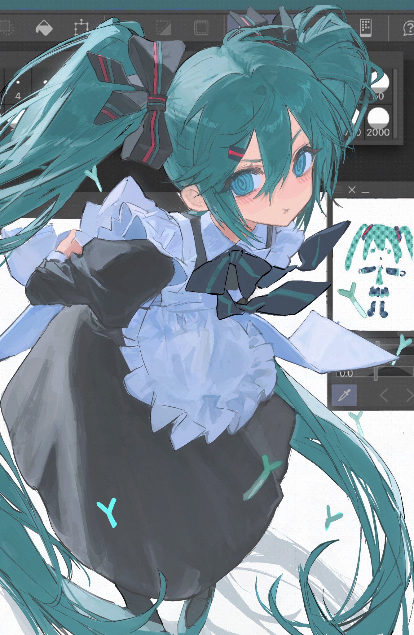 The Big ImageBoard (TBIB) - 1girl @ @ alternate costume apron aqua eyes black dress dress ...