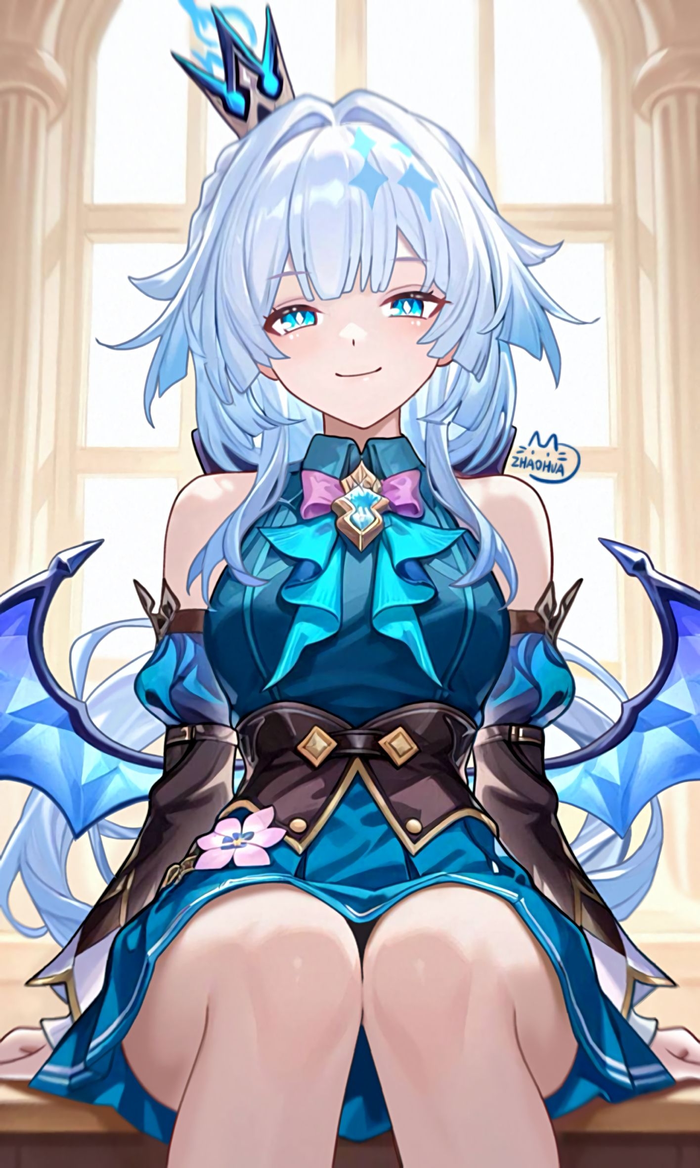 The Big ImageBoard (TBIB) - 1girl blue dress blue eyes blue hair breasts cerydra (honkai: star ...