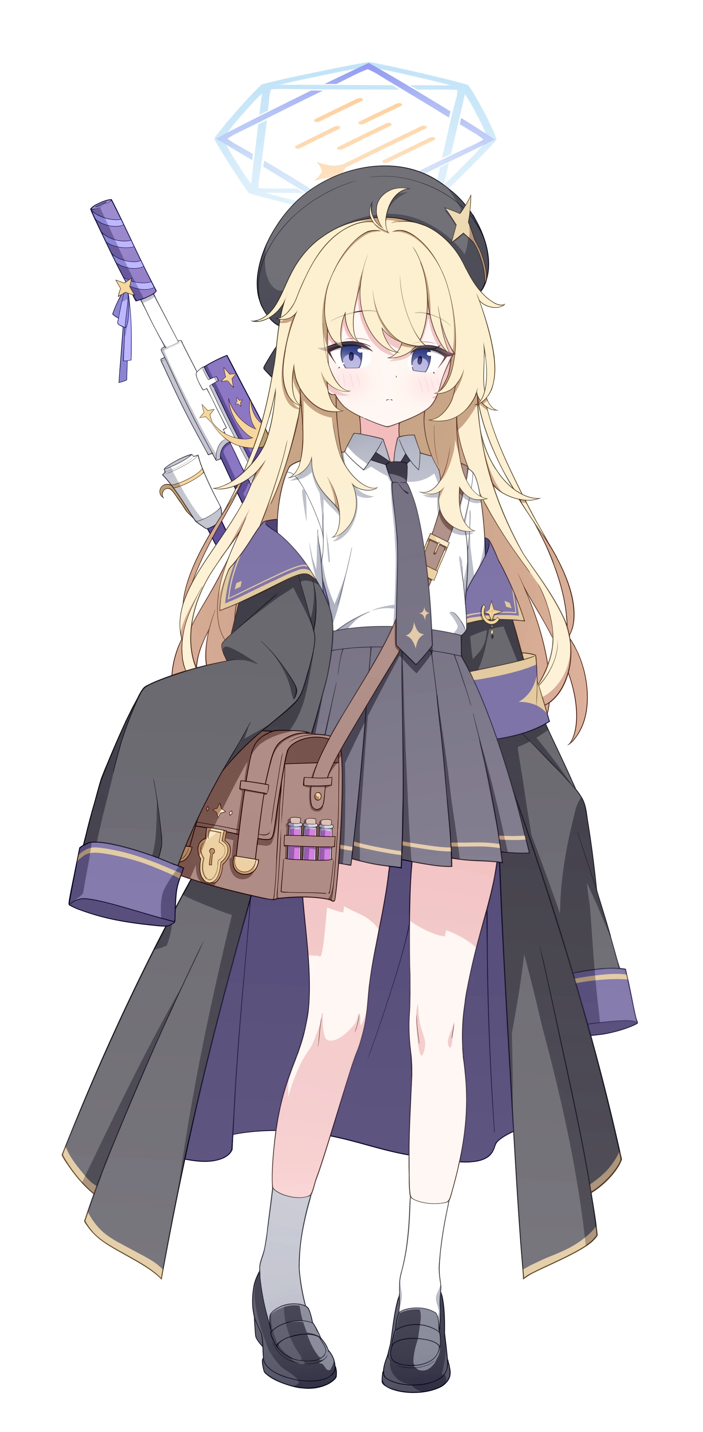 The Big ImageBoard (TBIB) - 1girl absurdres ahoge aqua halo armband bag beret black coat black ...