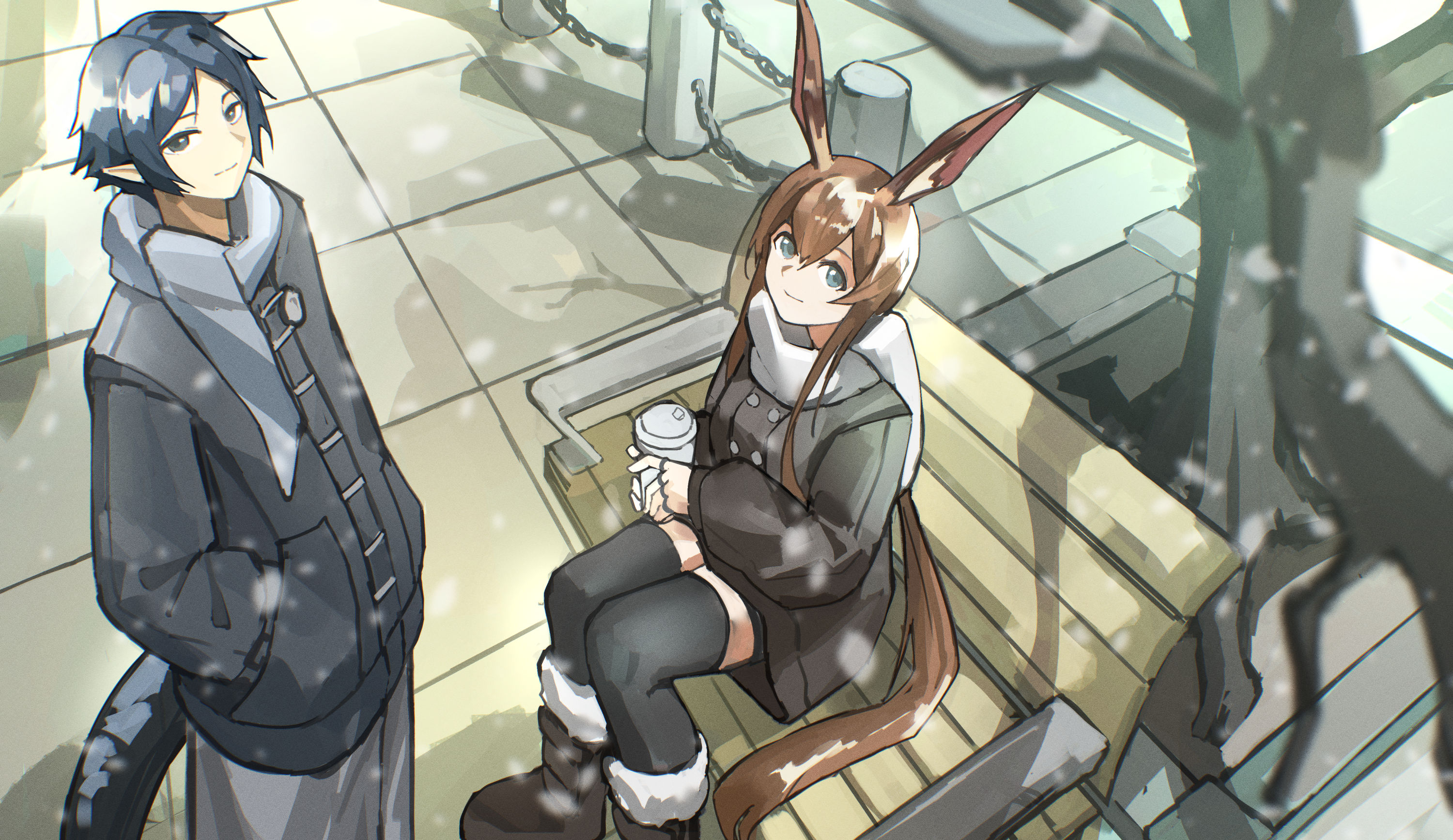 The Big ImageBoard (TBIB) - 1boy 1girl amiya (arknights) animal ears ...