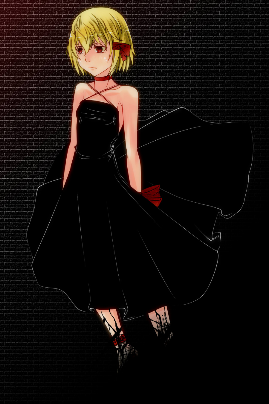 The Big Imageboard Tbib Alternate Costume Aoshima Bare Shoulders Blonde Hair Bow Dress Hair