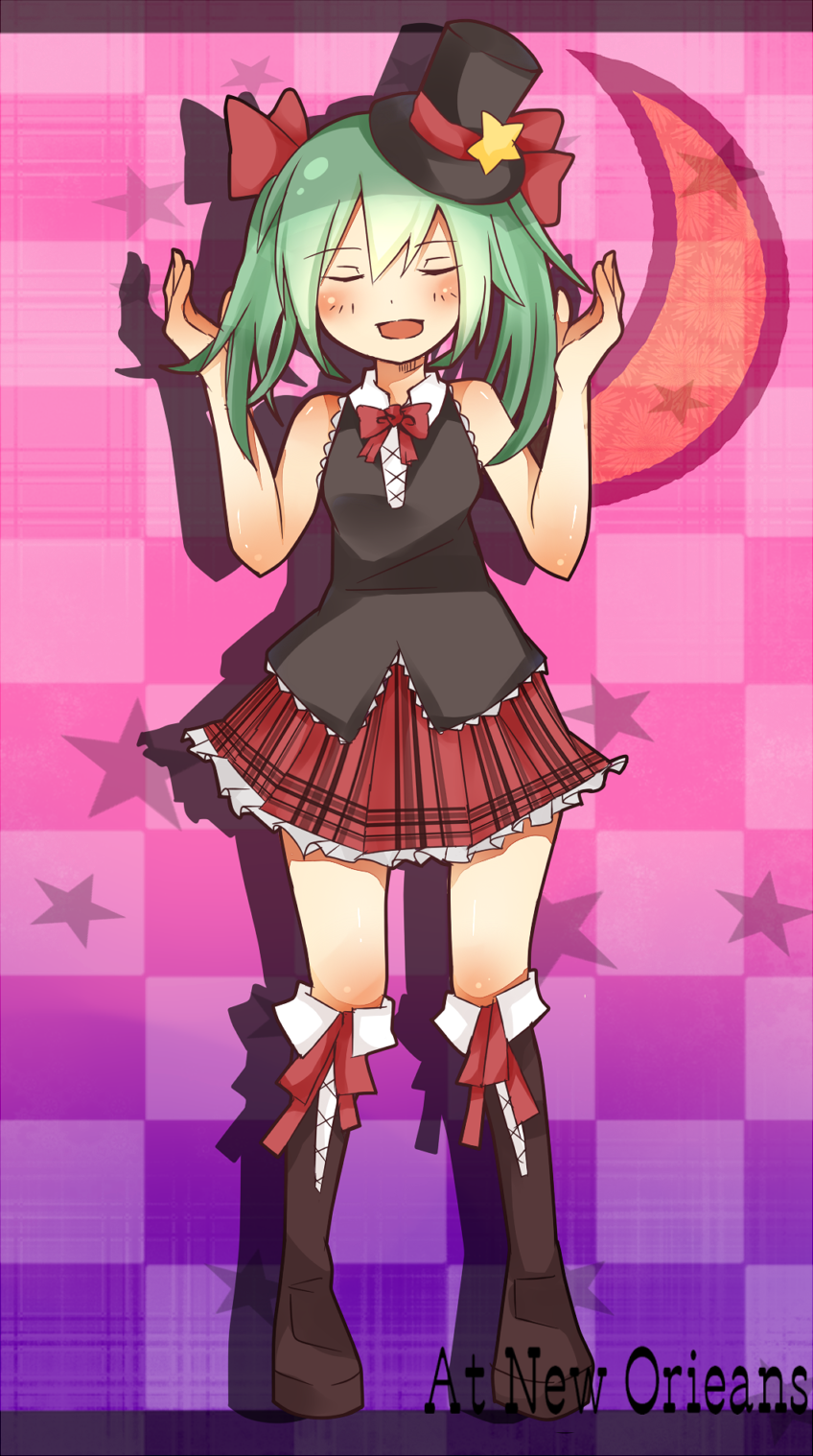 The Big ImageBoard (TBIB) - 1girl aqua hair boots bow bowtie closed ...