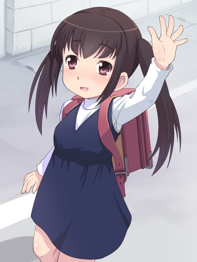 The Big Imageboard Tbib D Backpack Bag Black Hair Blush Brown Eyes