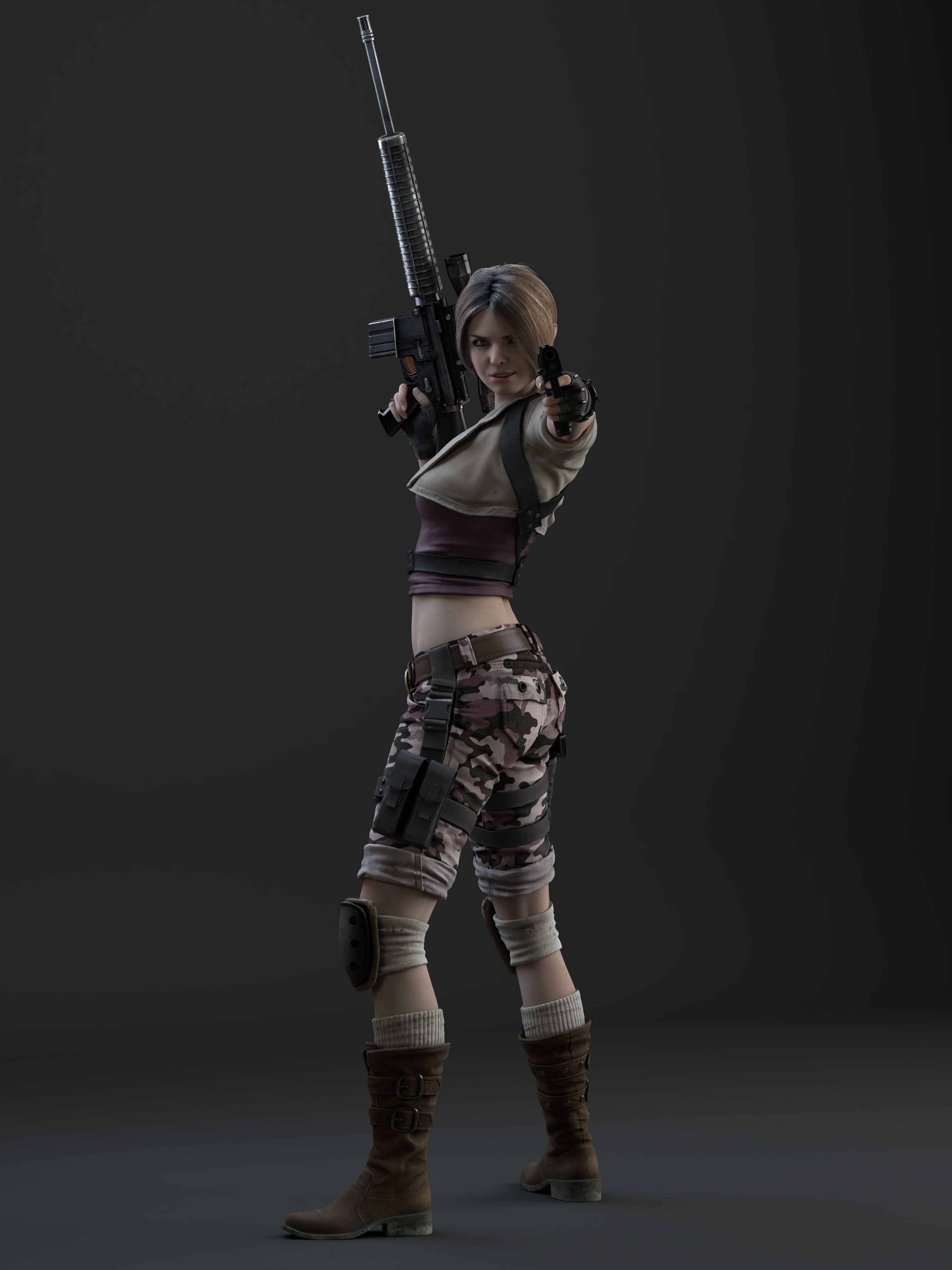 The Big ImageBoard (TBIB) - 1girl absurdres belt brown hair capcom gun ...