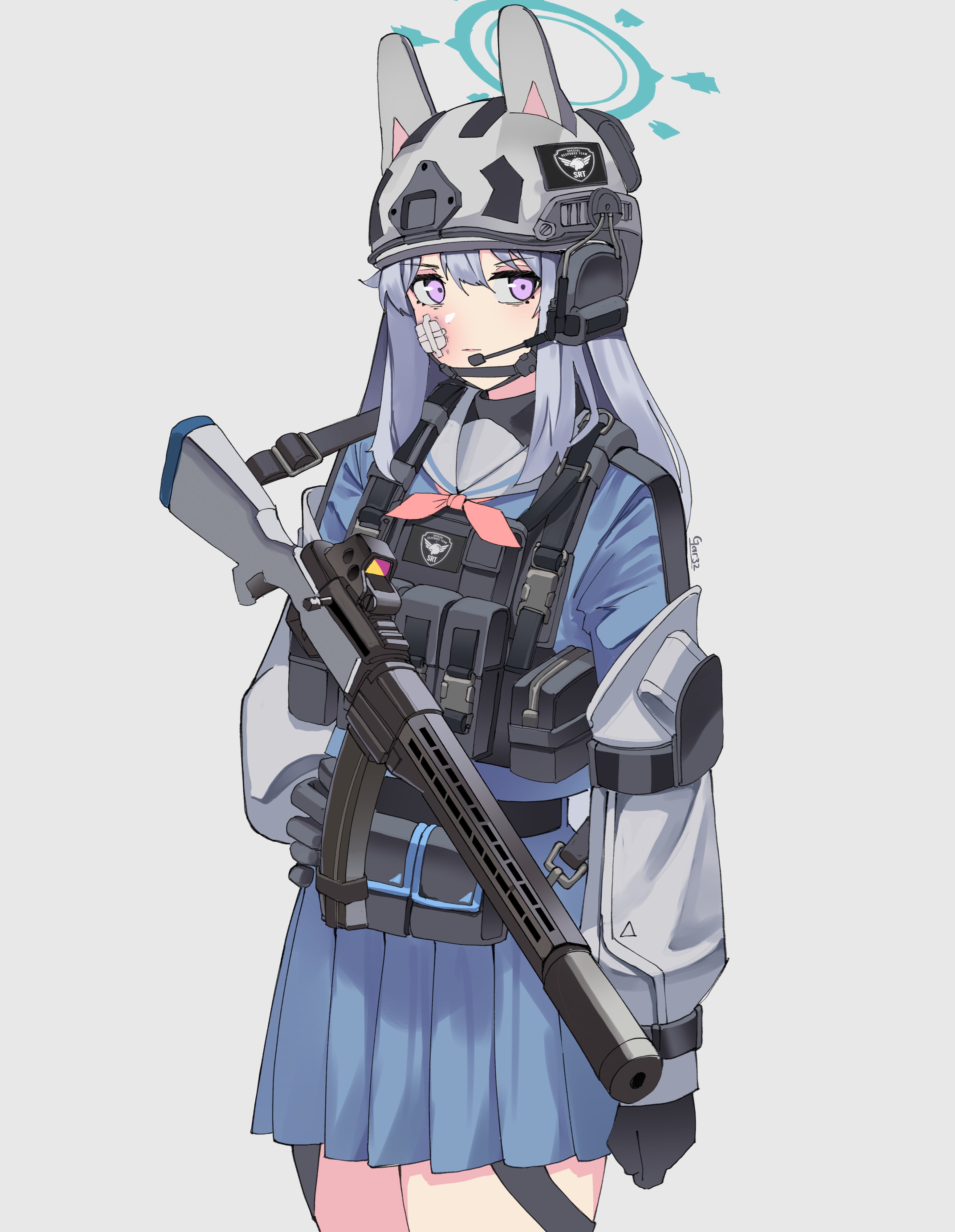 The Big ImageBoard (TBIB) - 1girl absurdres animal ears bandage on face bandages blue archive ...