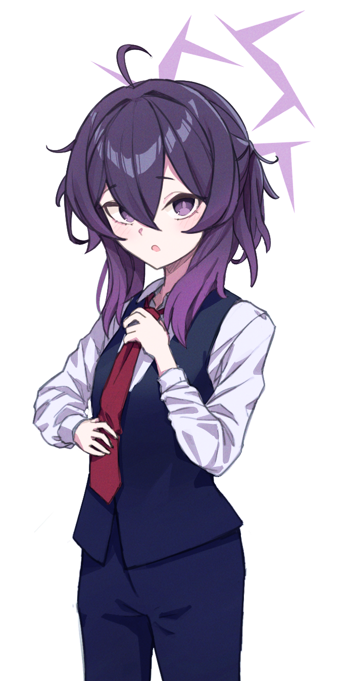 The Big ImageBoard (TBIB) - 1girl adjusting clothes adjusting necktie ahoge bag (chrko bag ...