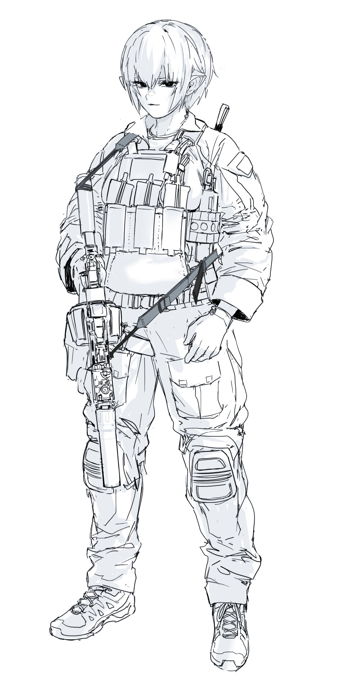 The Big ImageBoard (TBIB) - 1girl alma01 ar-15 assault rifle breast press bulletproof vest drum ...