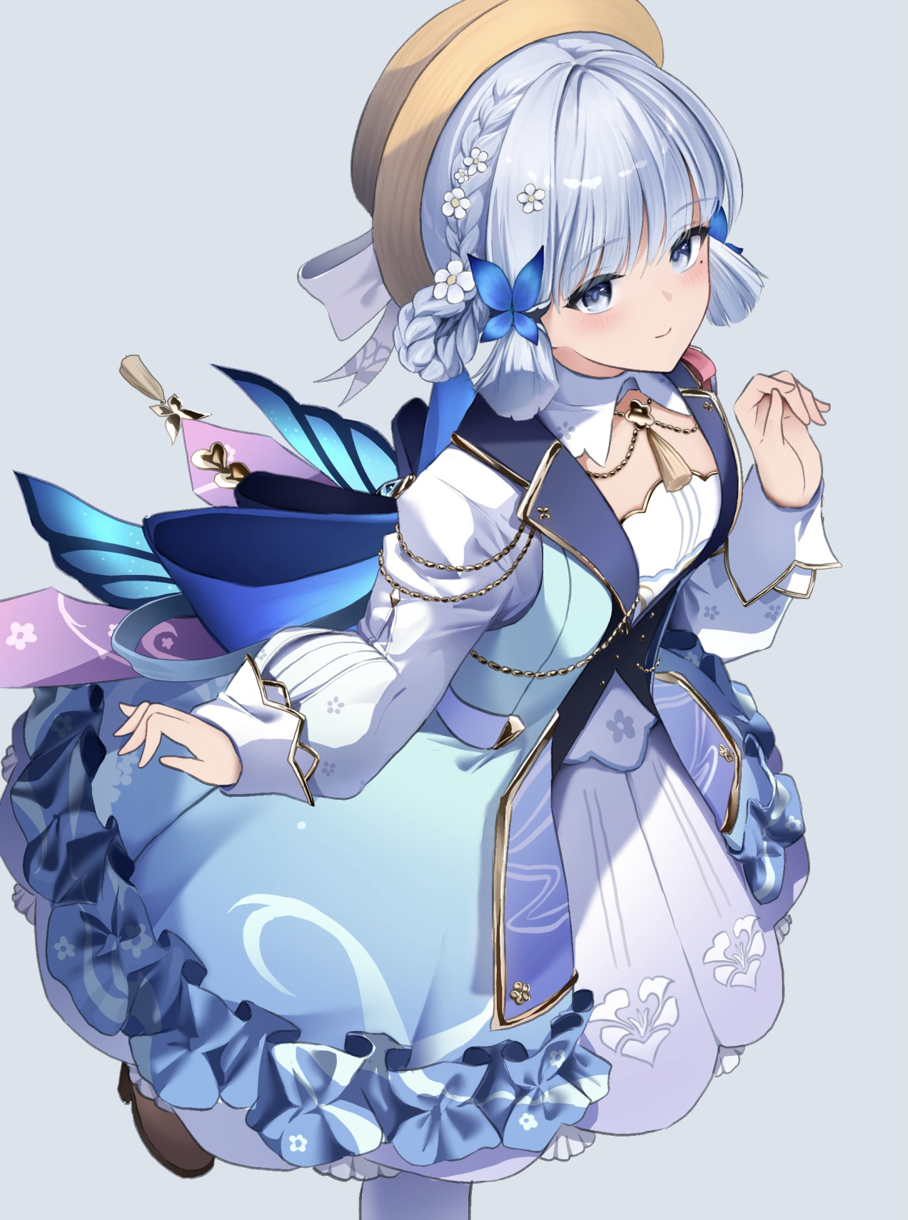 The Big ImageBoard (TBIB) - 1girl blue butterfly blue dress blue eyes blue hair blunt bangs ...