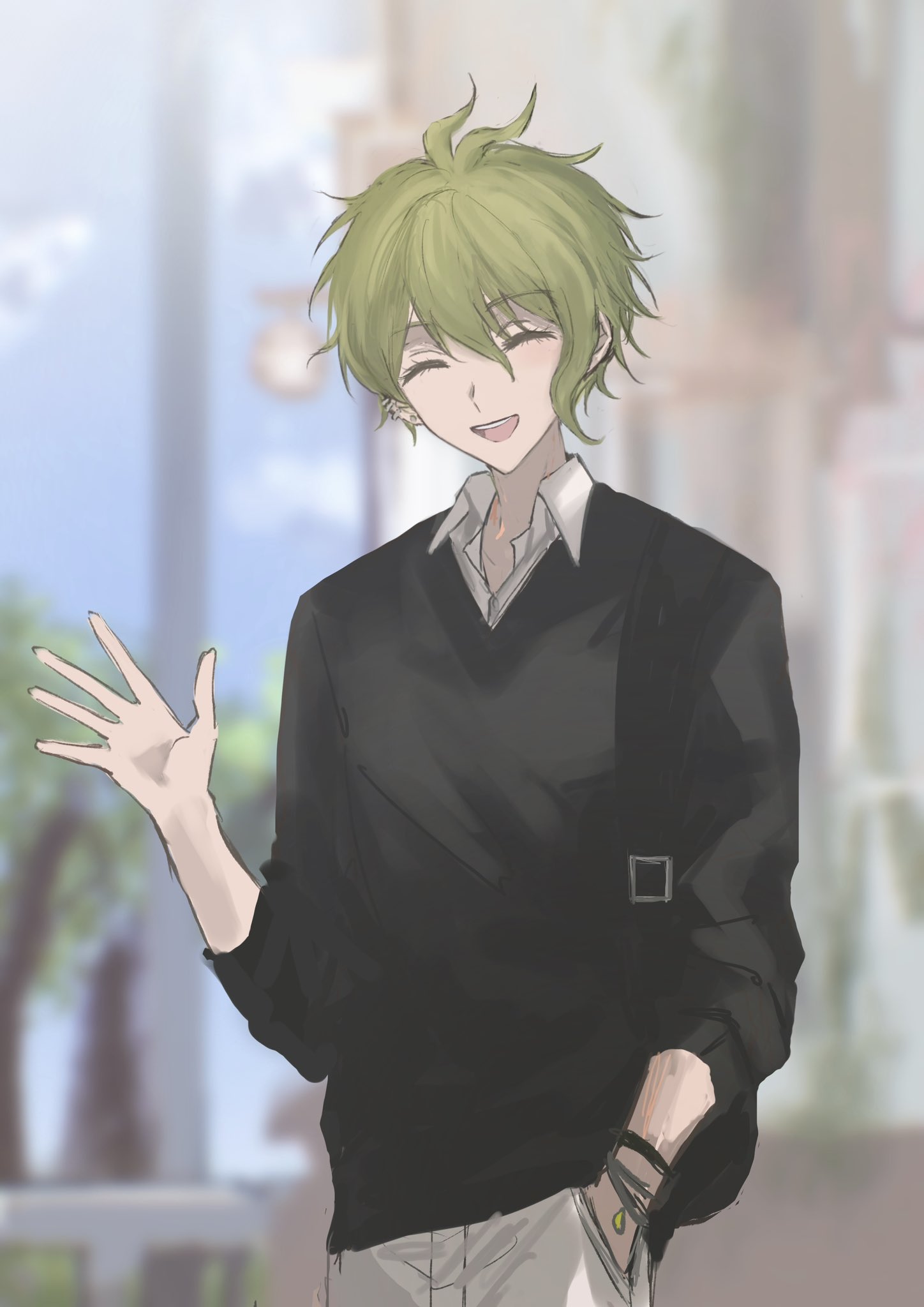 The Big ImageBoard (TBIB) - 1boy :d amami rantaro antenna hair backpack ...