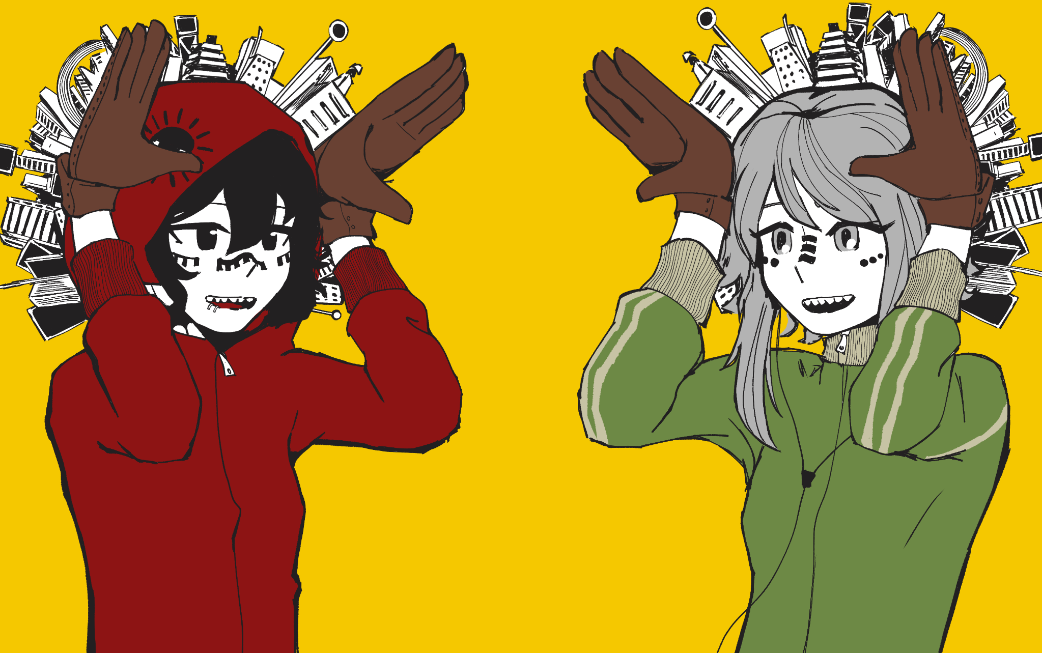 The Big ImageBoard (TBIB) - 2others androgynous black eyes black hair ...