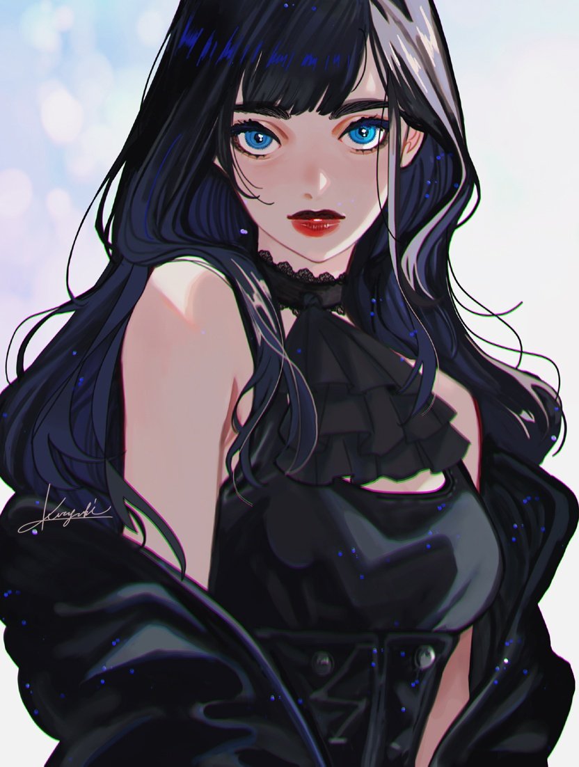 The Big ImageBoard (TBIB) - 1girl ailout2 artist name ascot black ascot black choker black hair ...