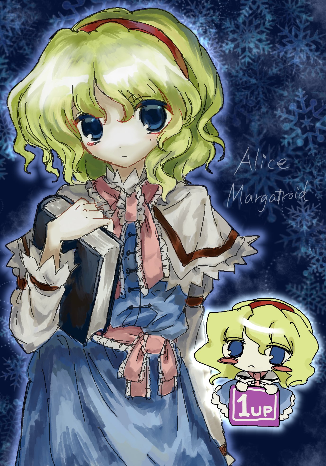 The Big ImageBoard (TBIB) - 1girl 1up alice margatroid blonde hair blue background blue dress ...