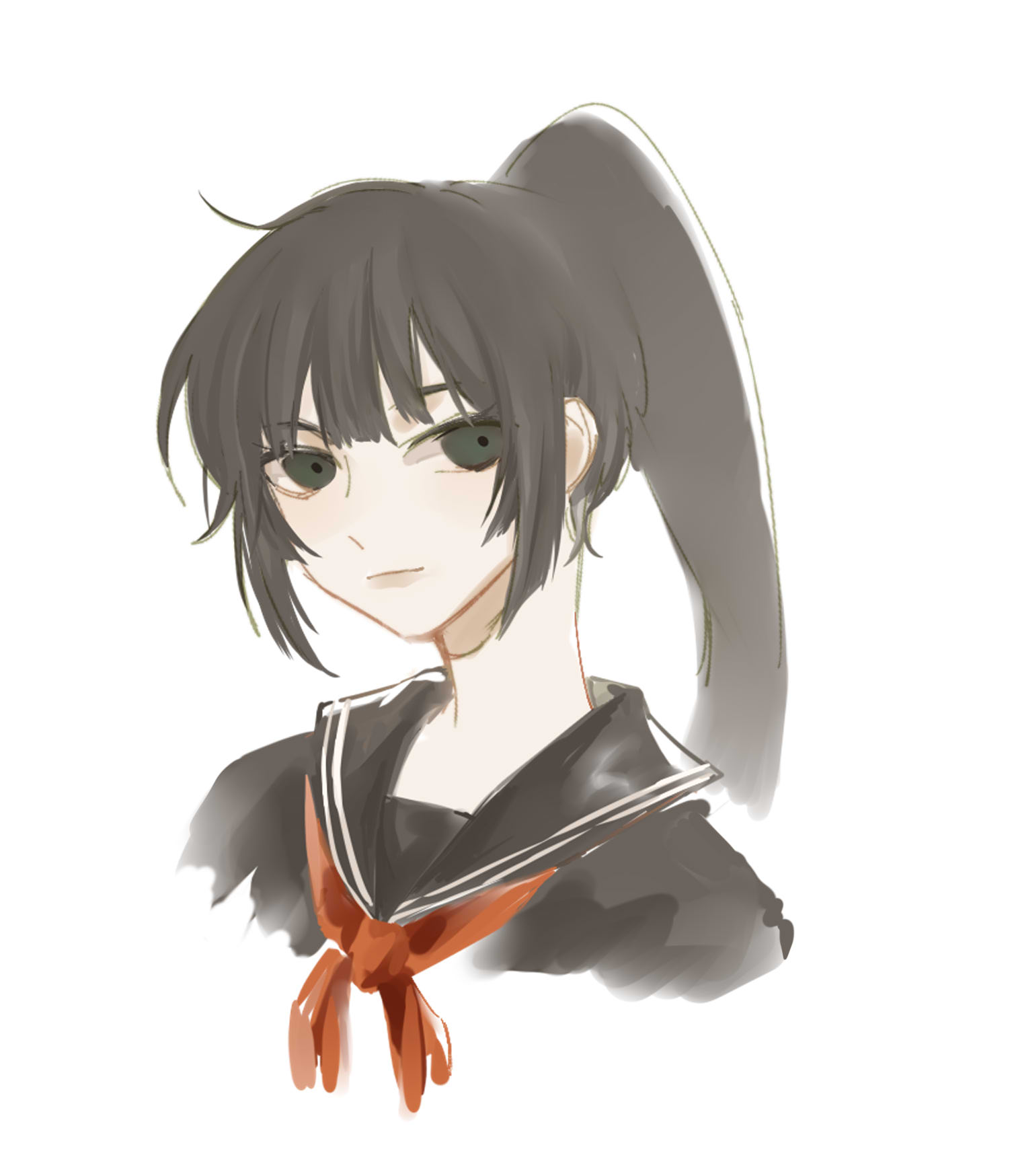 The Big ImageBoard (TBIB) - 1girl alternate eye color black shirt blunt bangs brown hair chinese ...