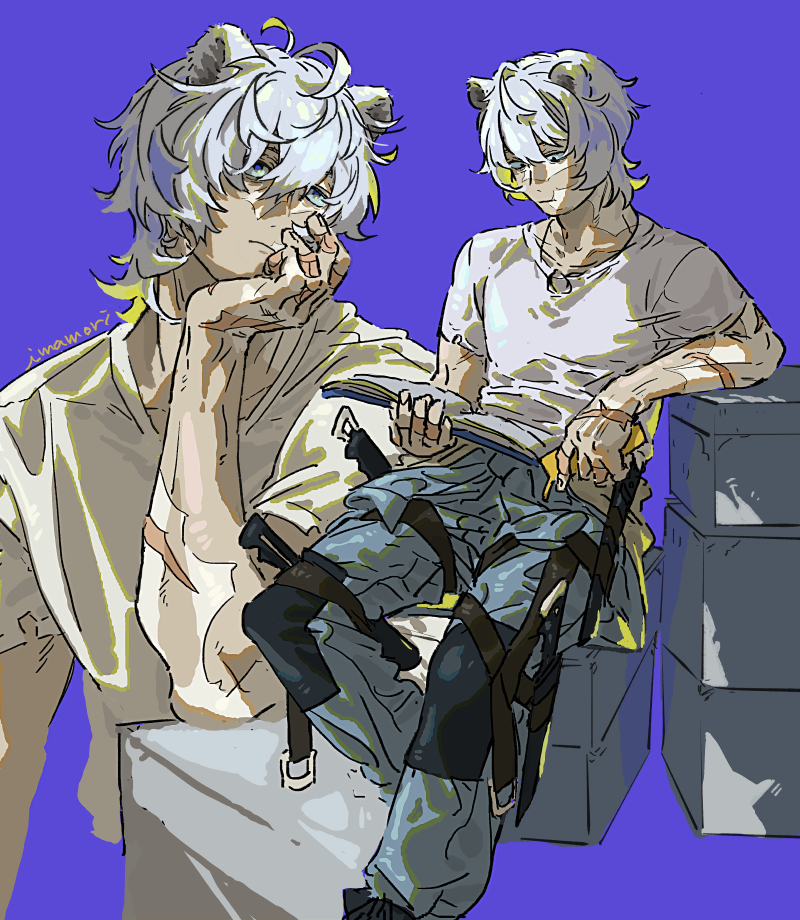 The Big ImageBoard (TBIB) - 1boy animal ears arknights arm support bandaged hand bandages bear ...