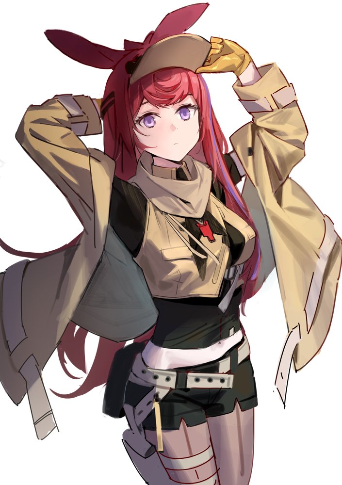 The Big Imageboard Tbib 1girl Adjusting Clothes Adjusting Headwear